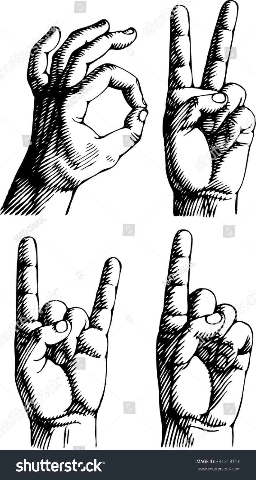 Four Hands Gesture Vector Graphic Isolate Stock Vector (Royalty Free ...