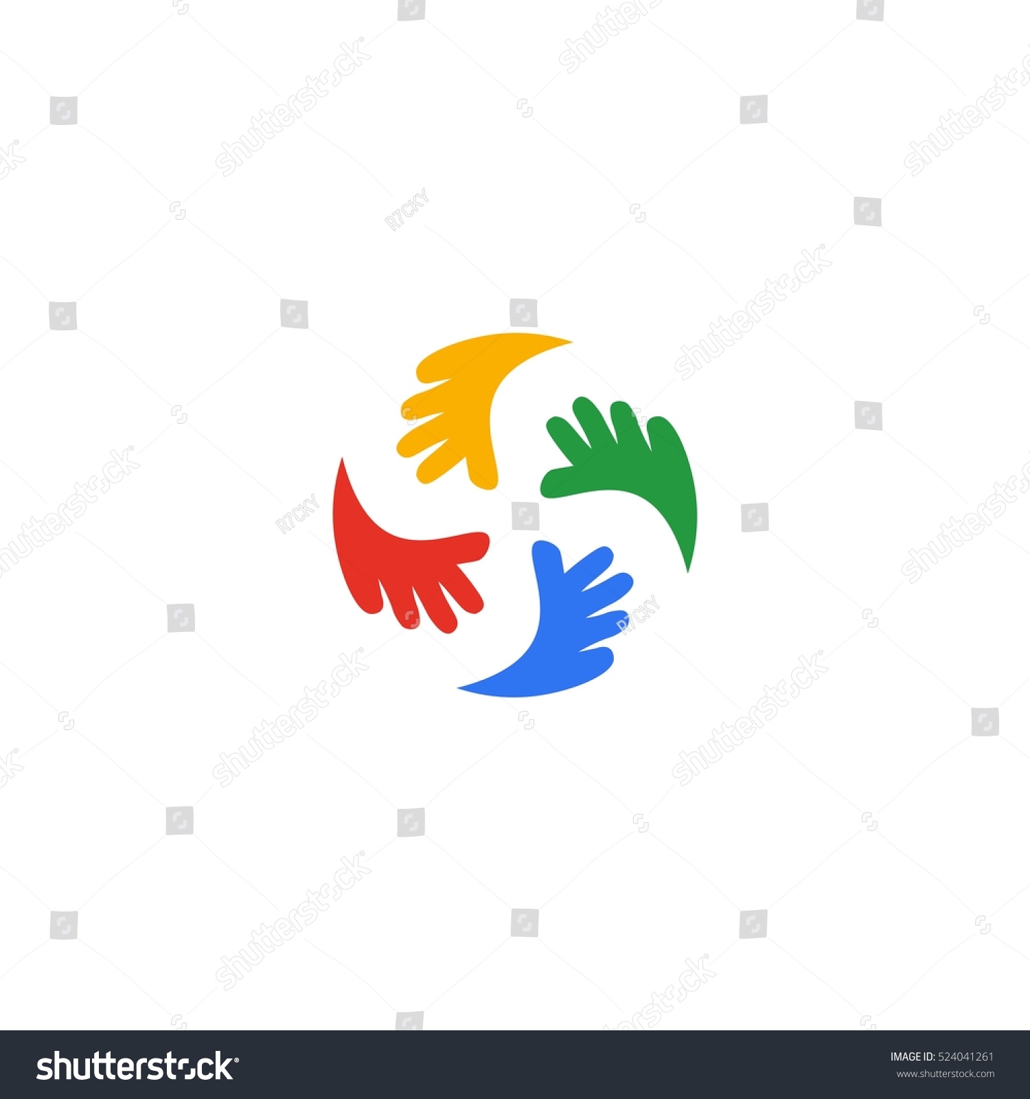 Four Hands Circle Unity Logo: vector de stock (libre de regalías) 524041261