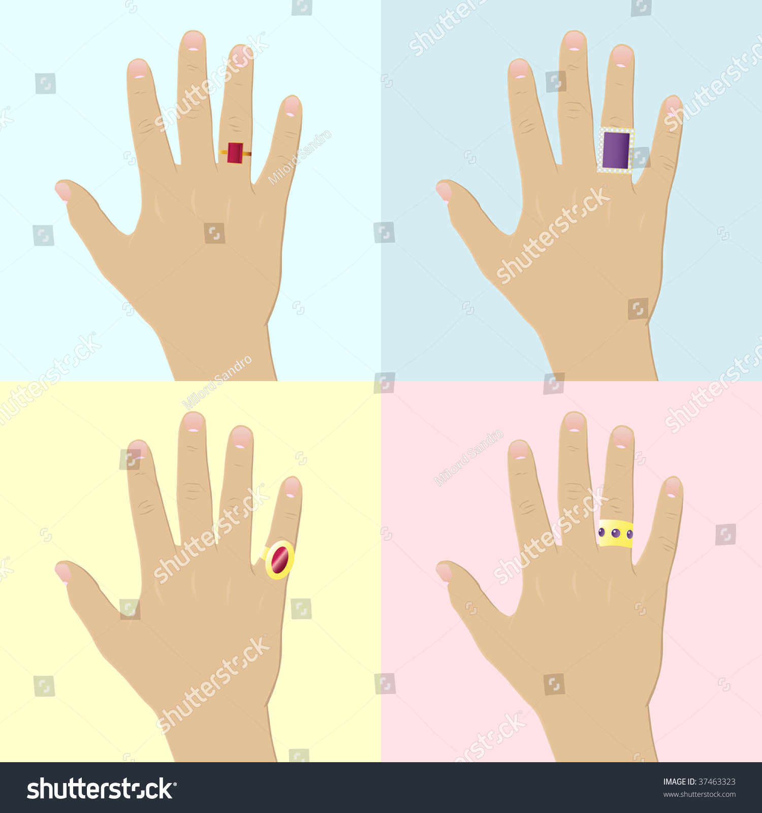 Four Hands Rings Vector Illustration Stock Vector (Royalty Free ...