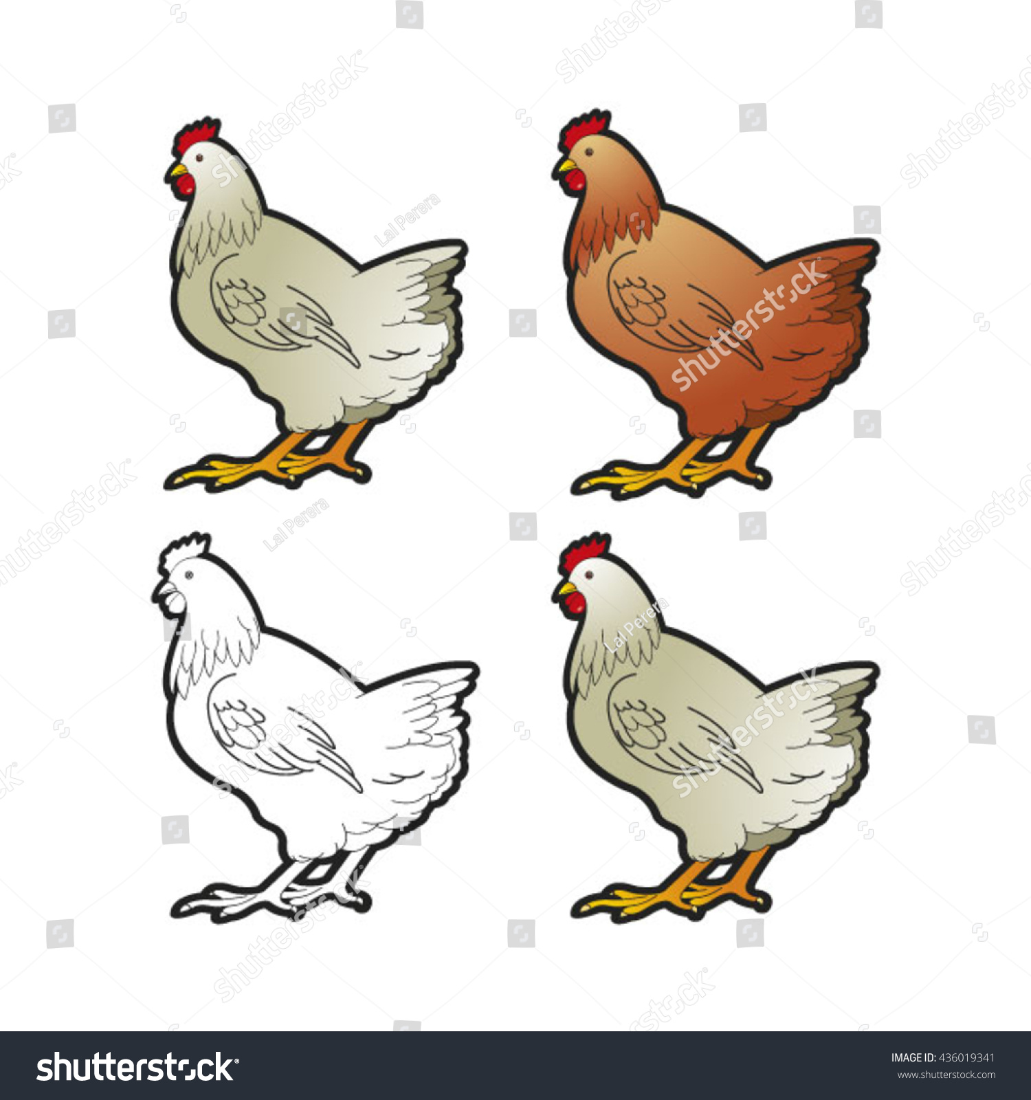 Four Hens Colorvector Drawing Stock Vector (Royalty Free) 436019341 ...