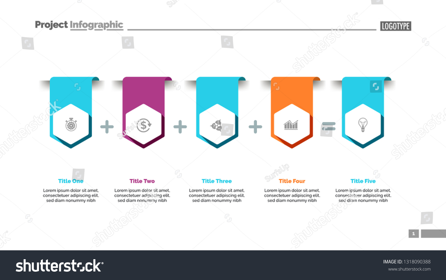 Four Items Sum Process Chart Slide Stock Vector (Royalty Free ...
