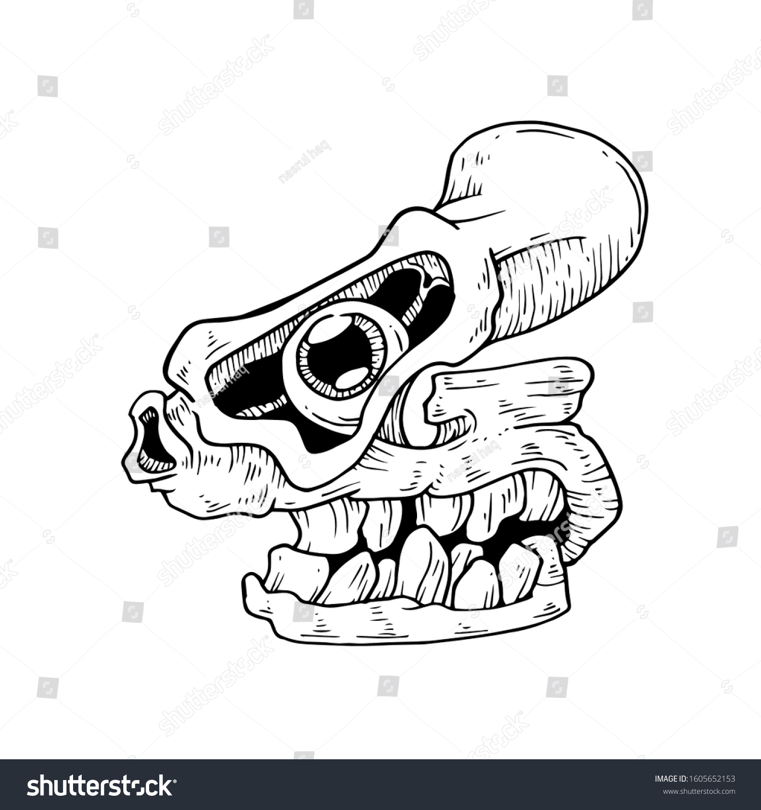 Four Number Skull Drawing Vector Design Stock Vector (Royalty Free ...