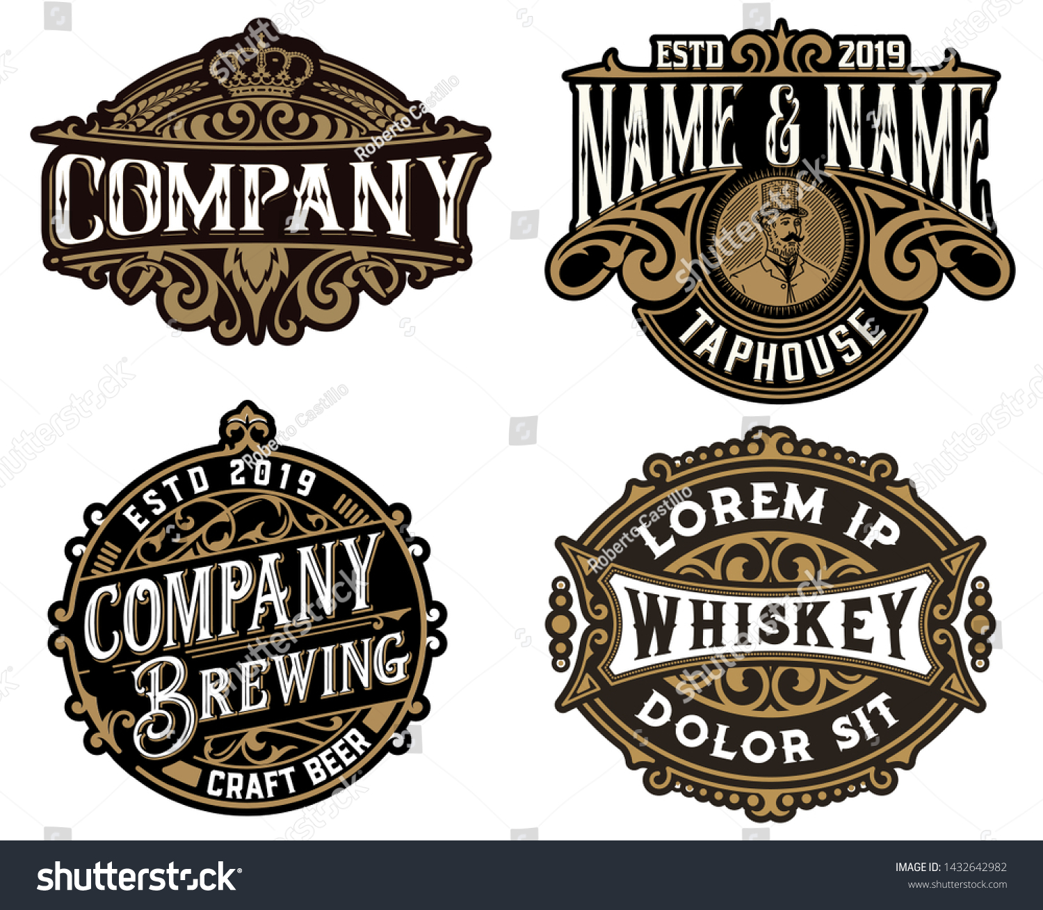 Four Old Logos Packing Stock Vector (Royalty Free) 1432642982 ...