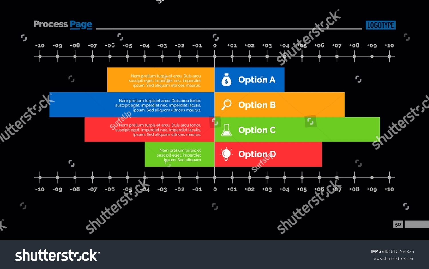 Four Options Bar Chart Slide Template Stock Vector (Royalty Free ...
