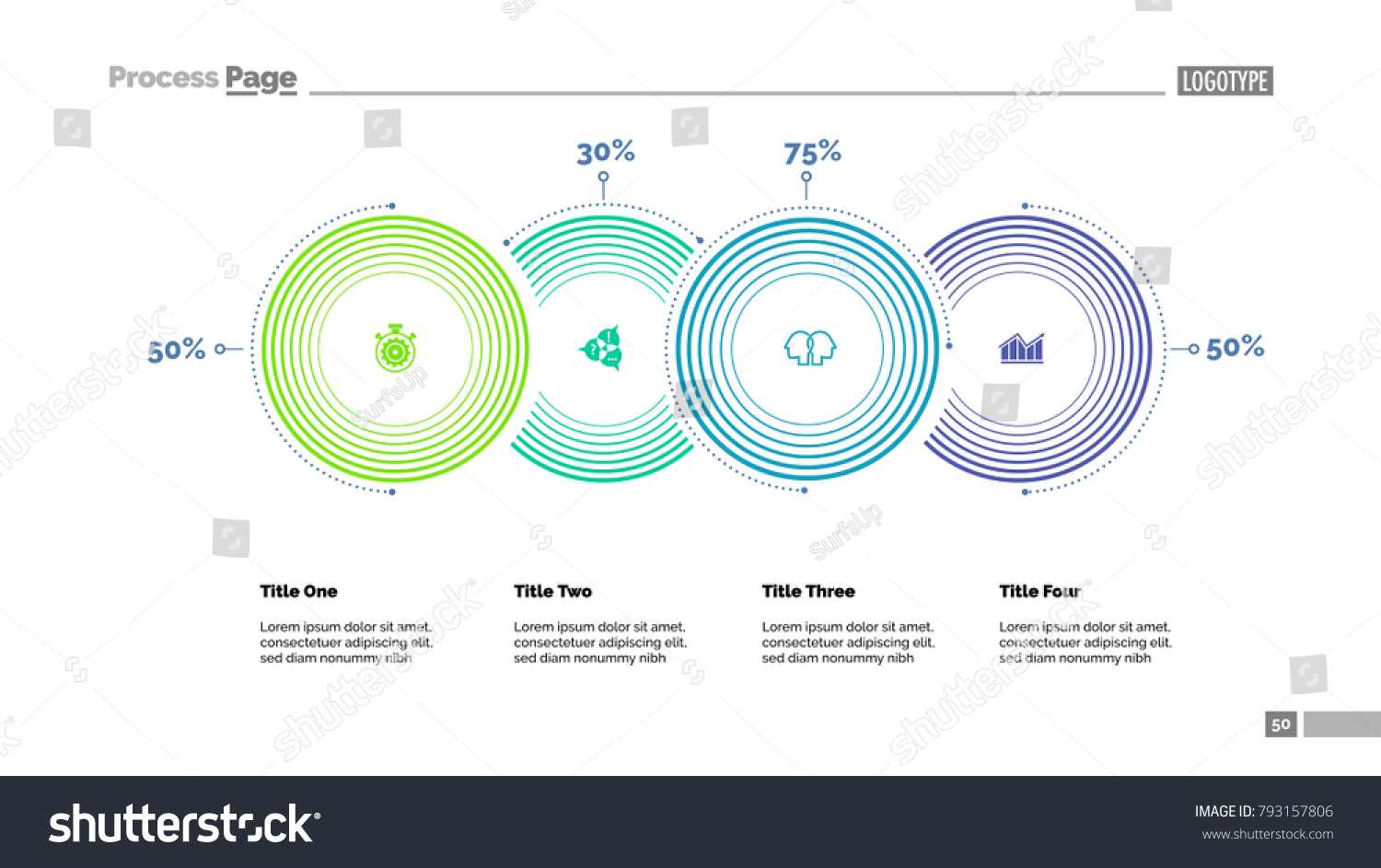 Four Options Comparison Slide Template: vector de stock (libre de ...
