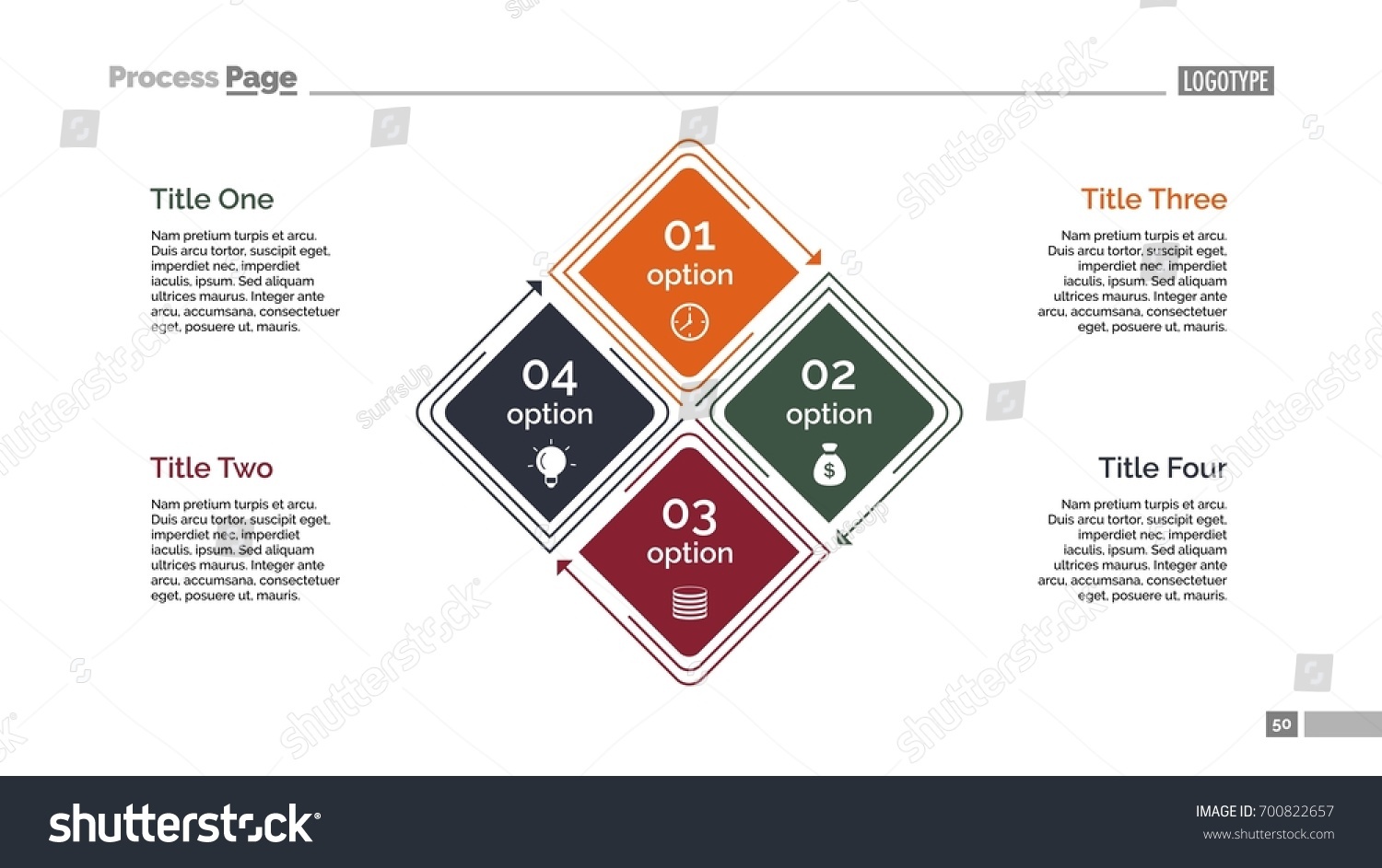 Four Options Diagram Slide Template Stock Vector (Royalty Free) 700822657