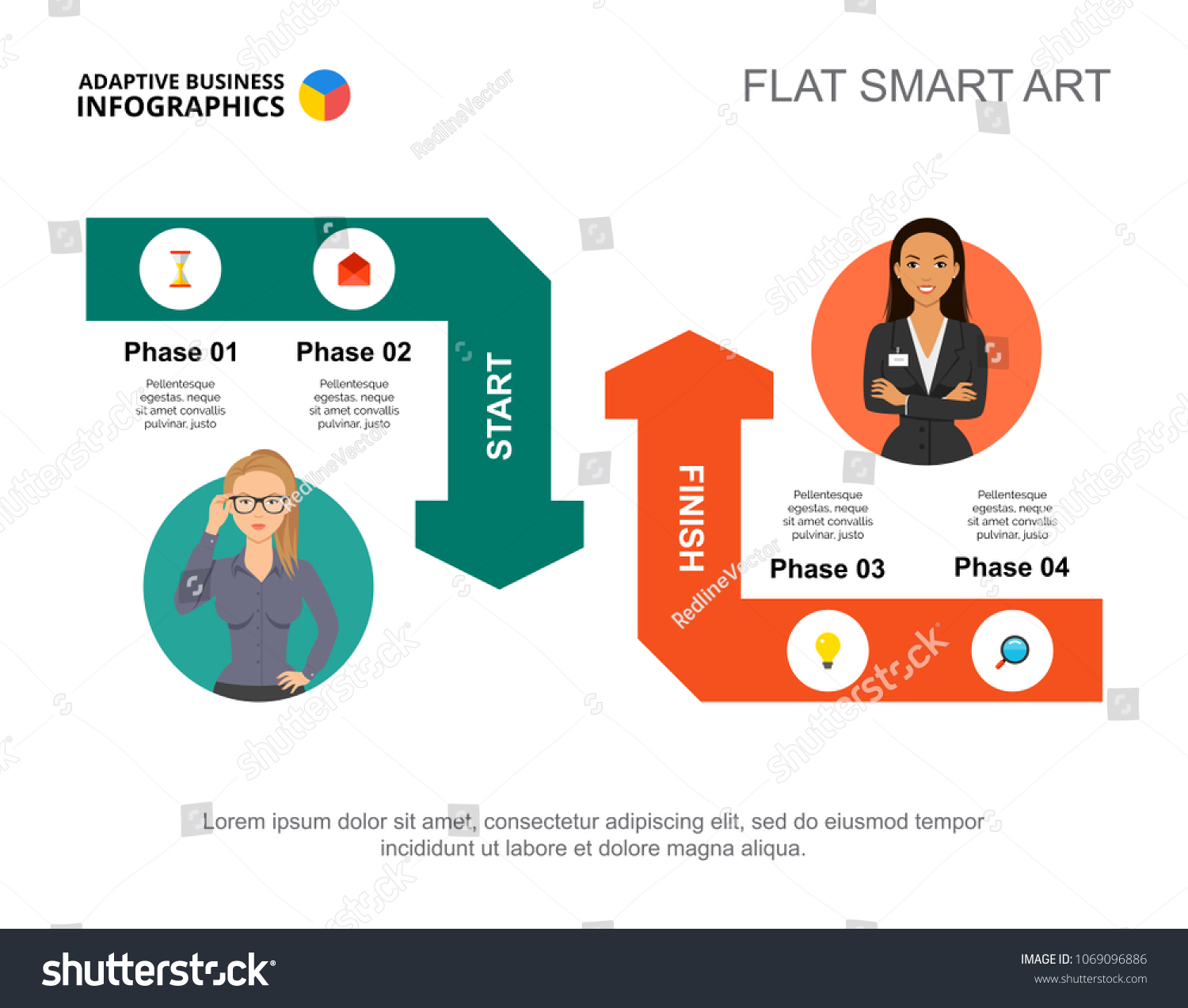 Four Phase Infographic Design Arrows Editable Stock Vector (Royalty ...
