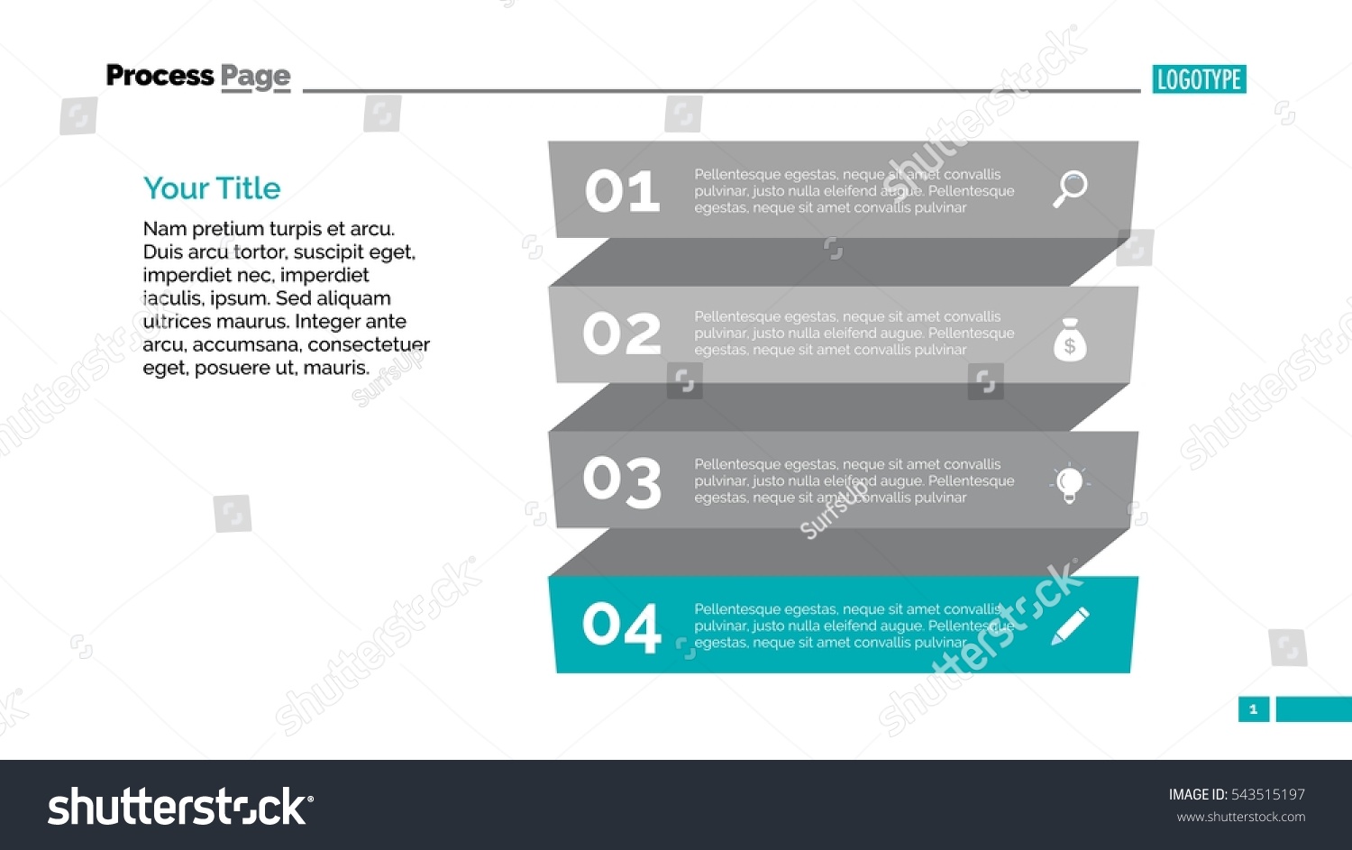 Four Point List Slide Template Stock Vector (Royalty Free) 543515197