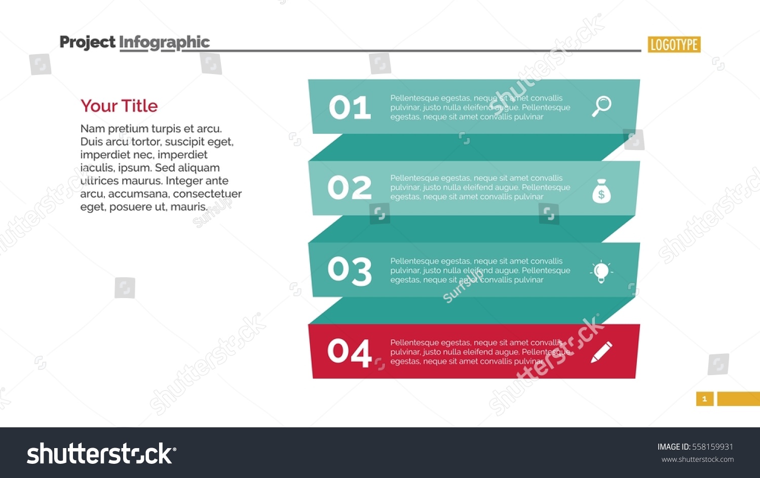 Four Point List Slide Template Stock Vector (Royalty Free) 558159931
