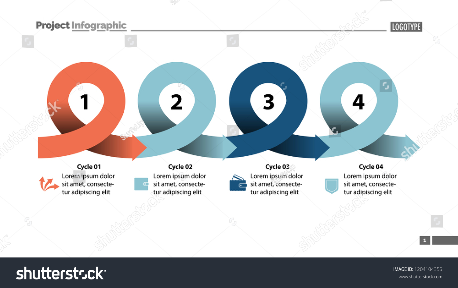 Four Points Process Chart Slide Template Stock Vector (Royalty Free ...