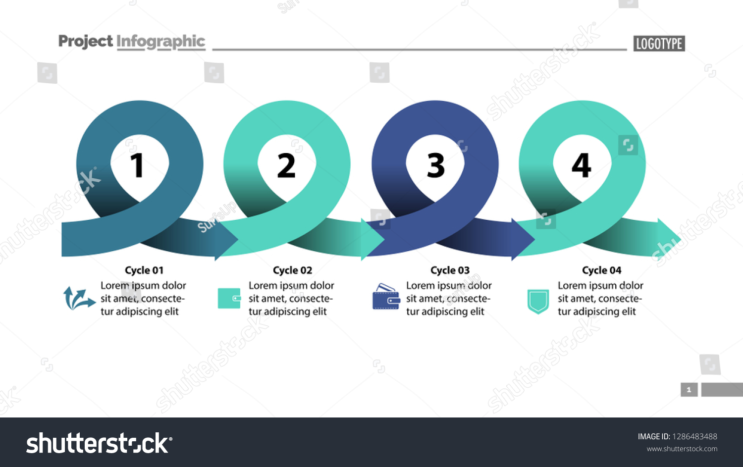 Four Points Process Chart Slide Template Stock Vector (Royalty Free ...