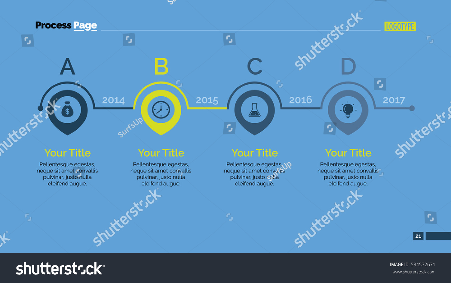 Four Points Timeline Slide Template Stock Vector (Royalty Free) 534572671