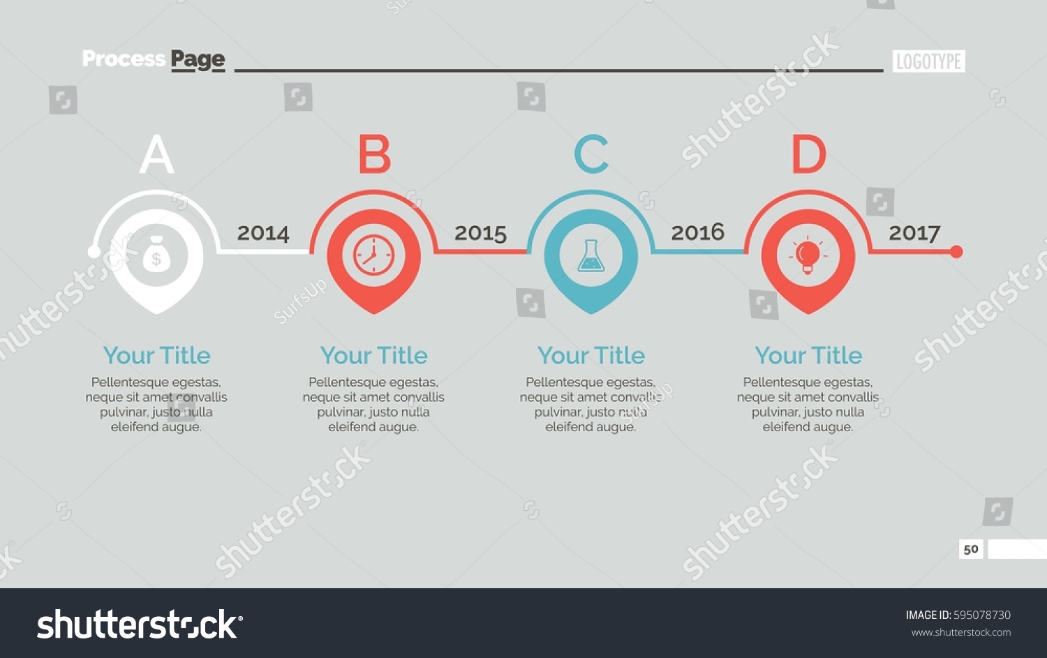 Four Points Timeline Slide Template: vector de stock (libre de regalías ...