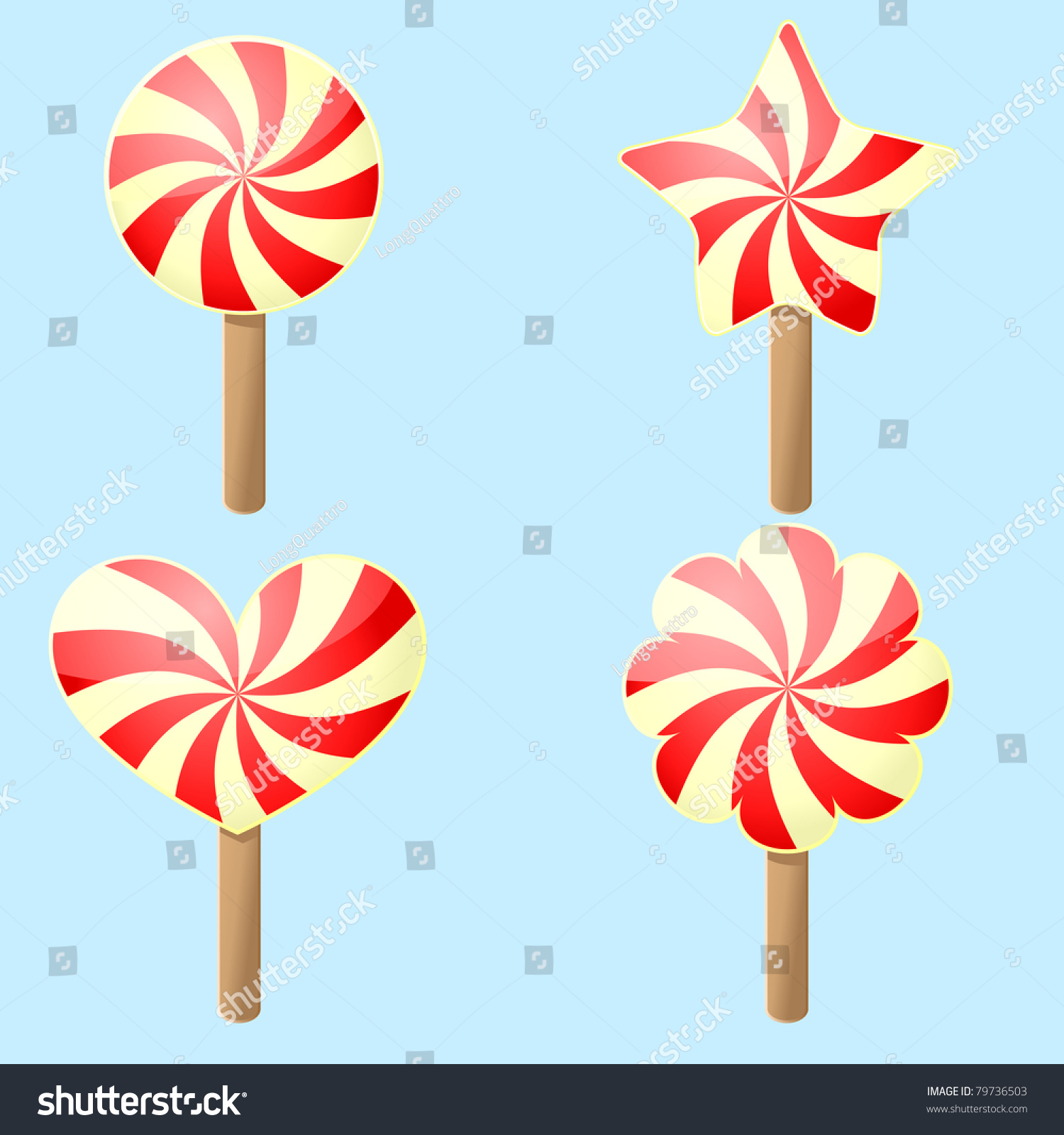 Four Red Yellow Candies Different Forms Stock Vector (Royalty Free ...