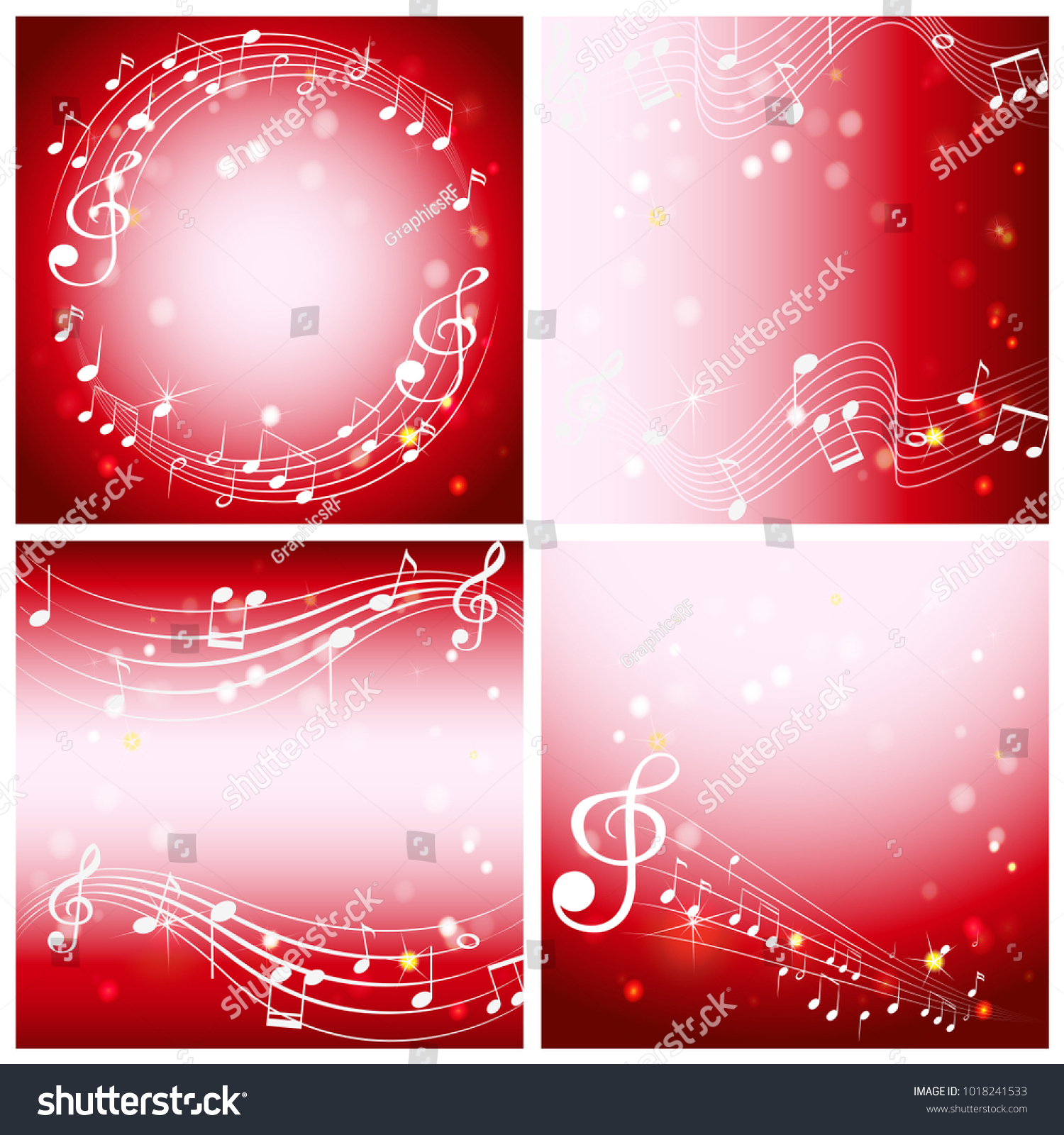 Four Red Background Music Notes Illustration Stock Vector (Royalty Free ...