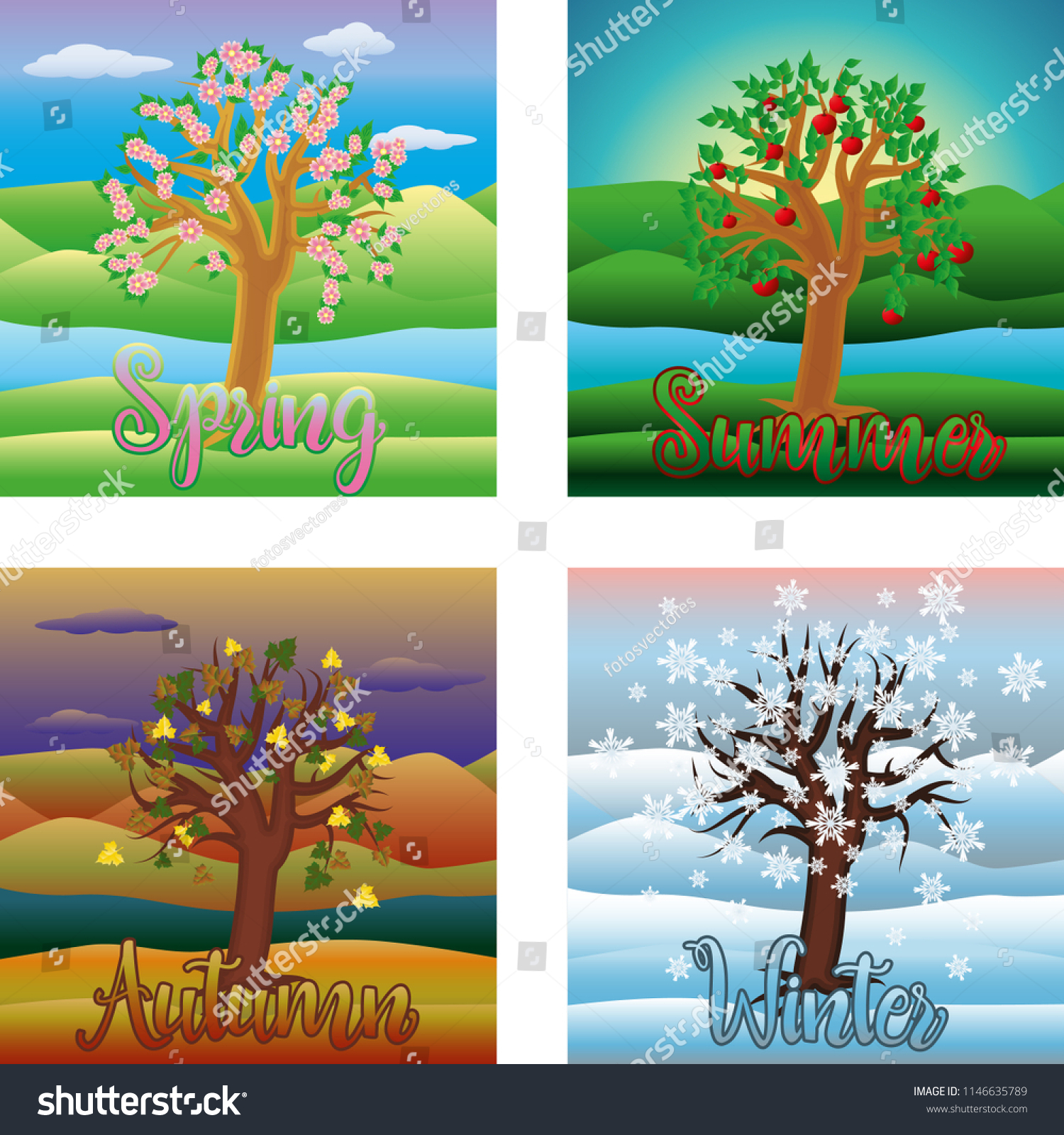 Four Seasons Background Vector Illustration Stock Vector (Royalty Free ...
