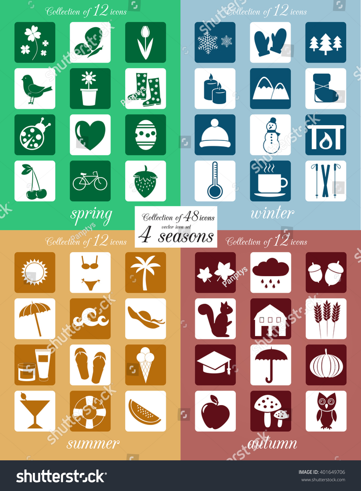Four Seasons Icon Set Vector Illustration Stock Vector (Royalty Free ...