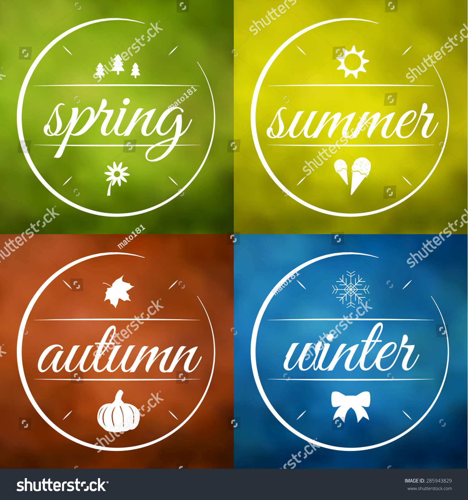 Four Seasons Labels Vector Illustraiton Collection Stock Vector ...