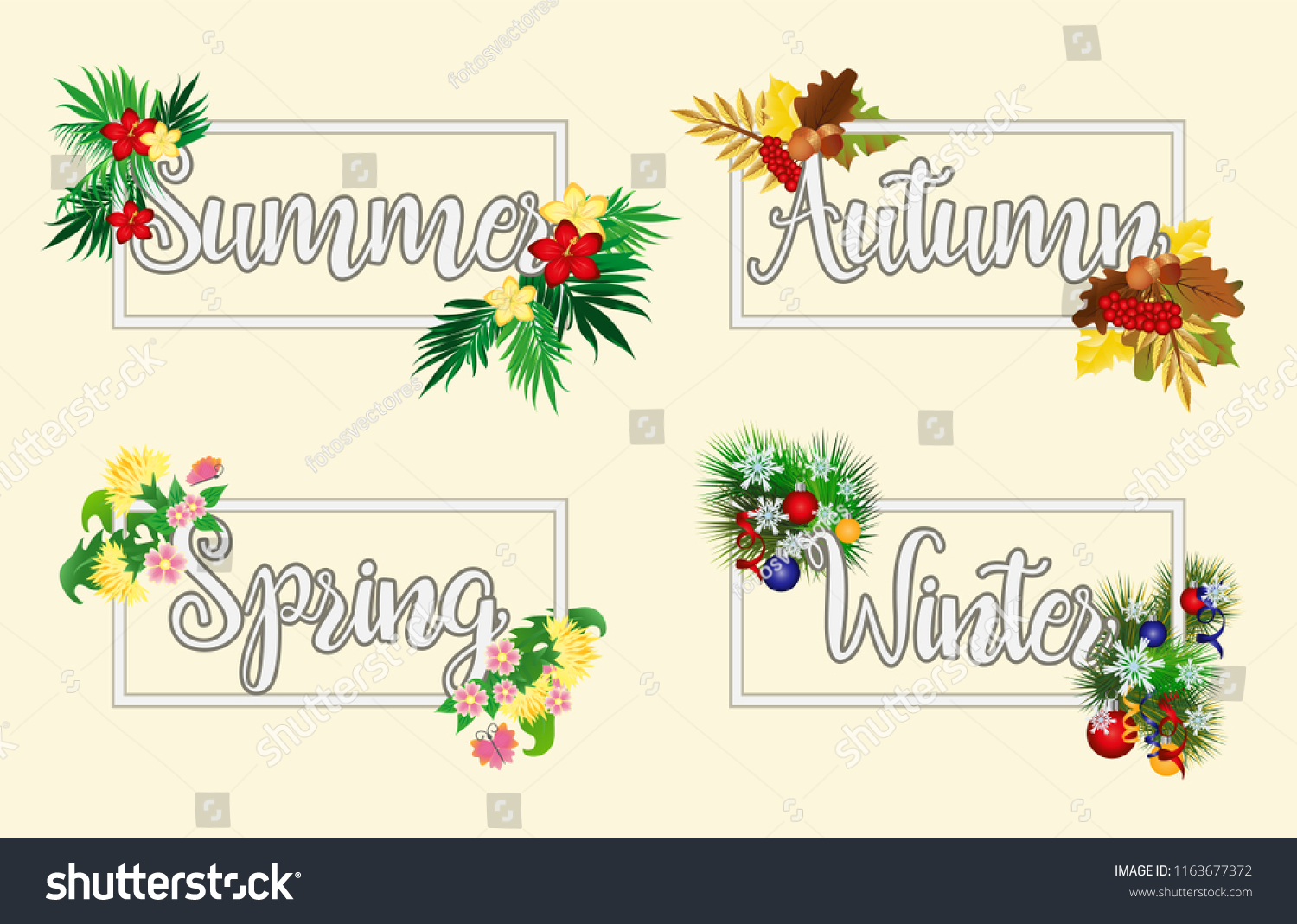 Four Seasons Words Vector Illustration Stock Vector (Royalty Free ...