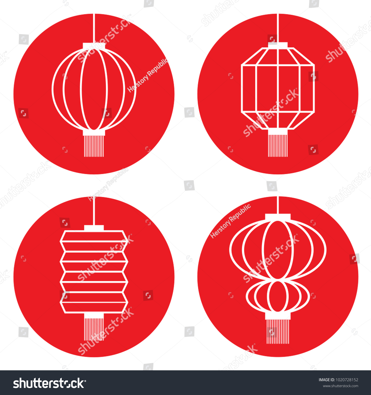 Four Simple Chinese Lantern Shape Red Stock Vector (Royalty Free ...