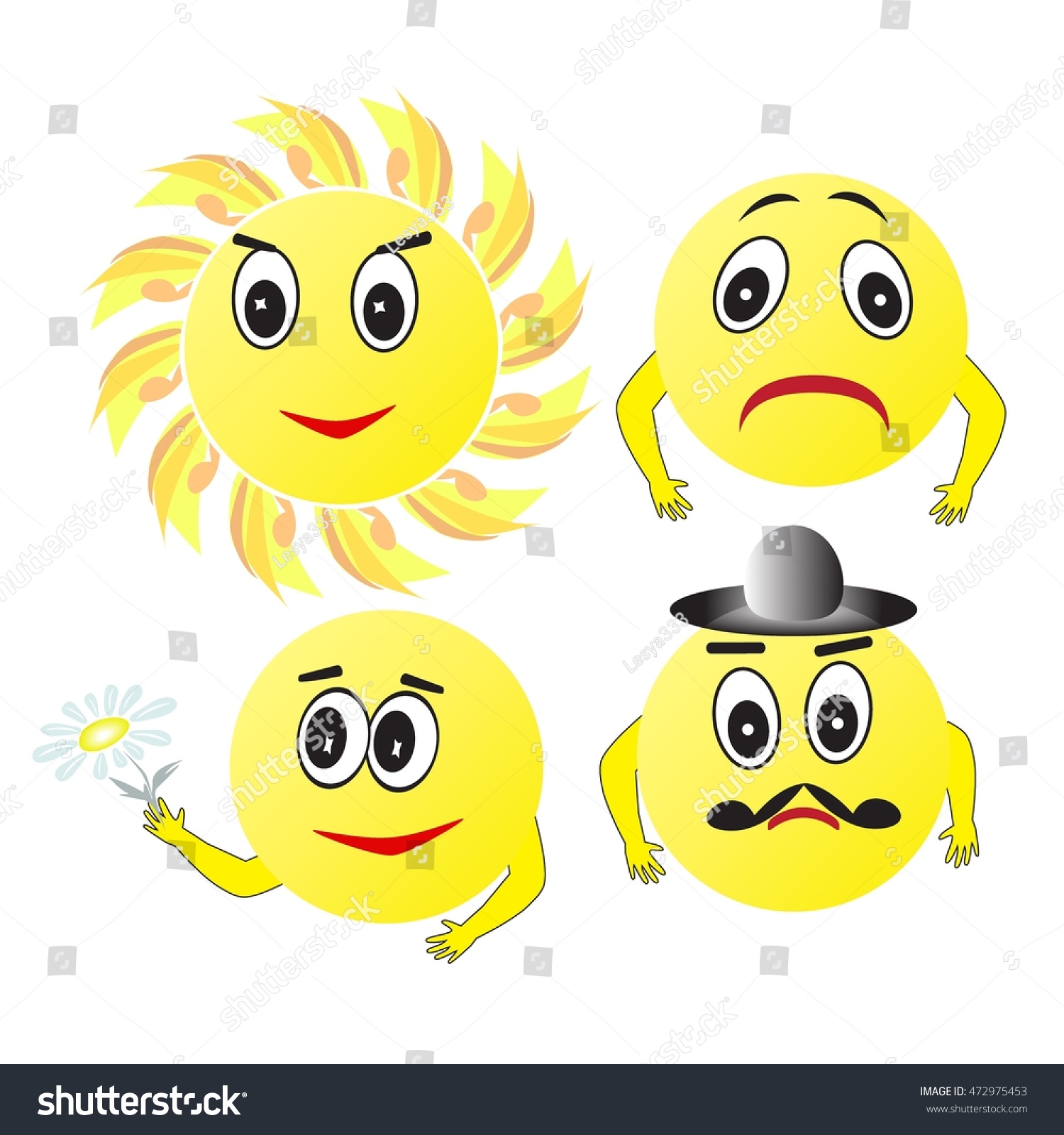 Four Smiley Faces Expressing Different Emotions Stock Vector (Royalty ...