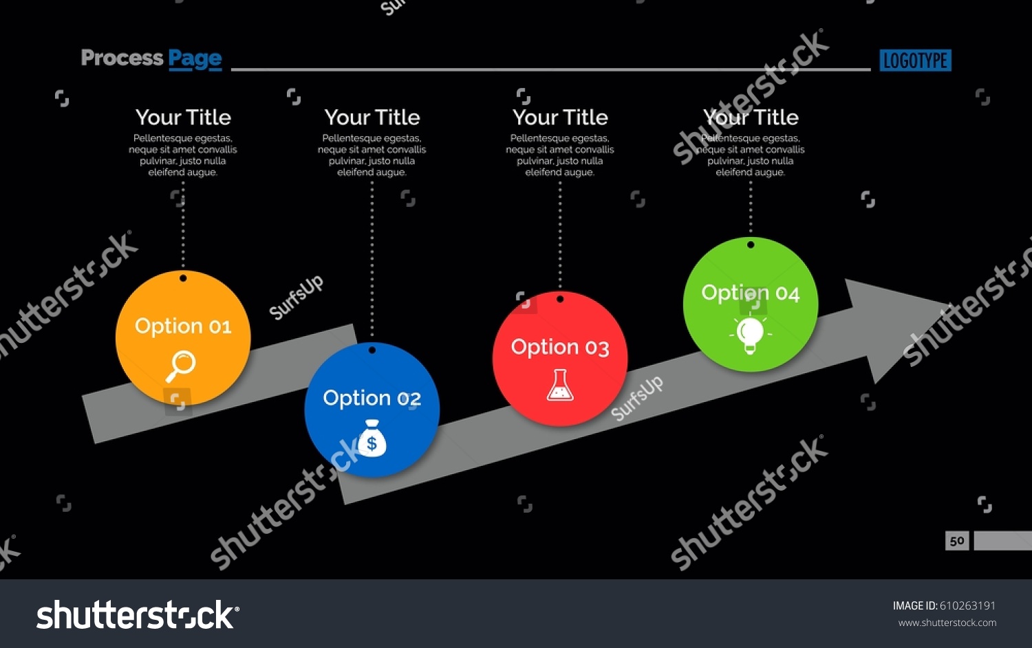 Four Step Arrow Slide Template Stock Vector (Royalty Free) 610263191