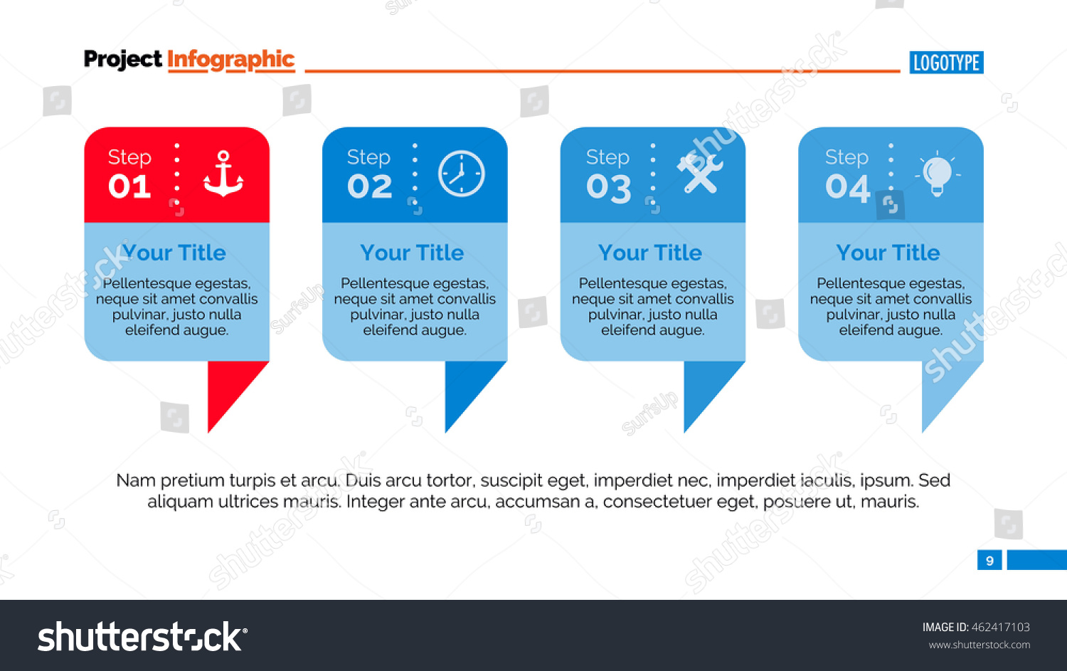 Four Step Diagram Slide Template Stock Vector (Royalty Free) 462417103 ...