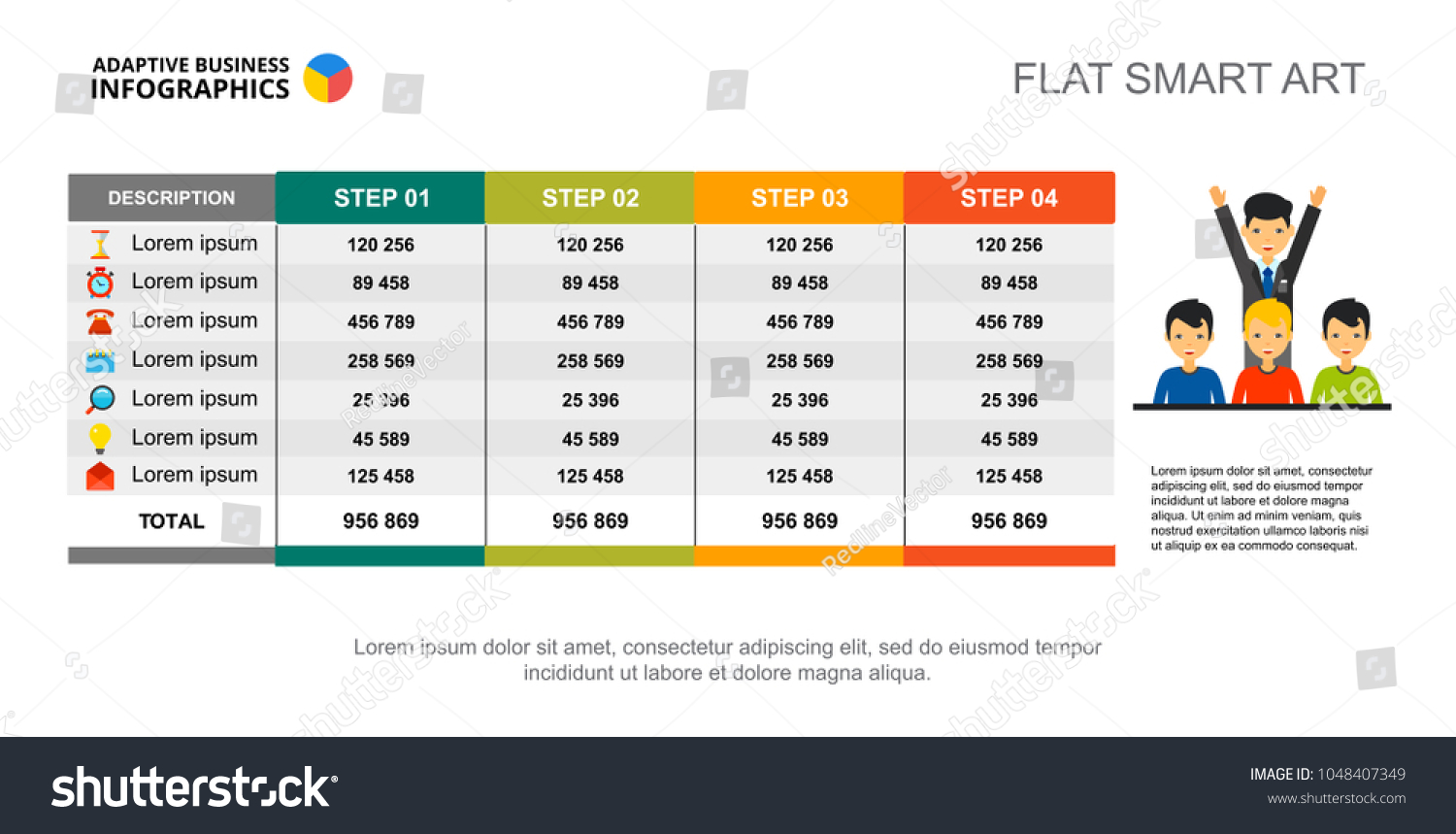 Four Step Table Numerical Chart Diagram Stok Vektör (Telifsiz ...