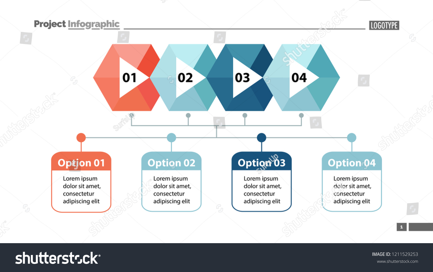 Four Steps Process Chart Slide Template Stock Vector (Royalty Free ...