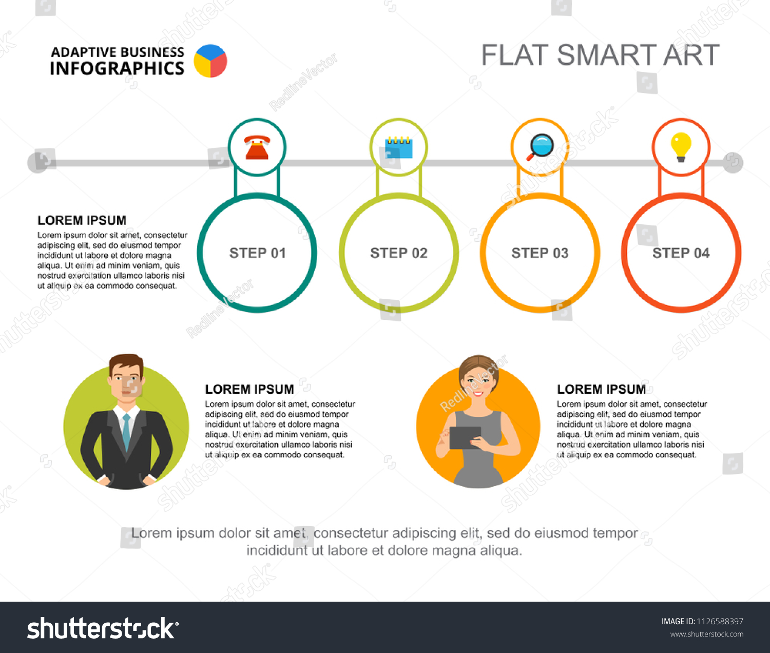 Four Steps Process Chart Template Presentation Stock Vector (Royalty ...