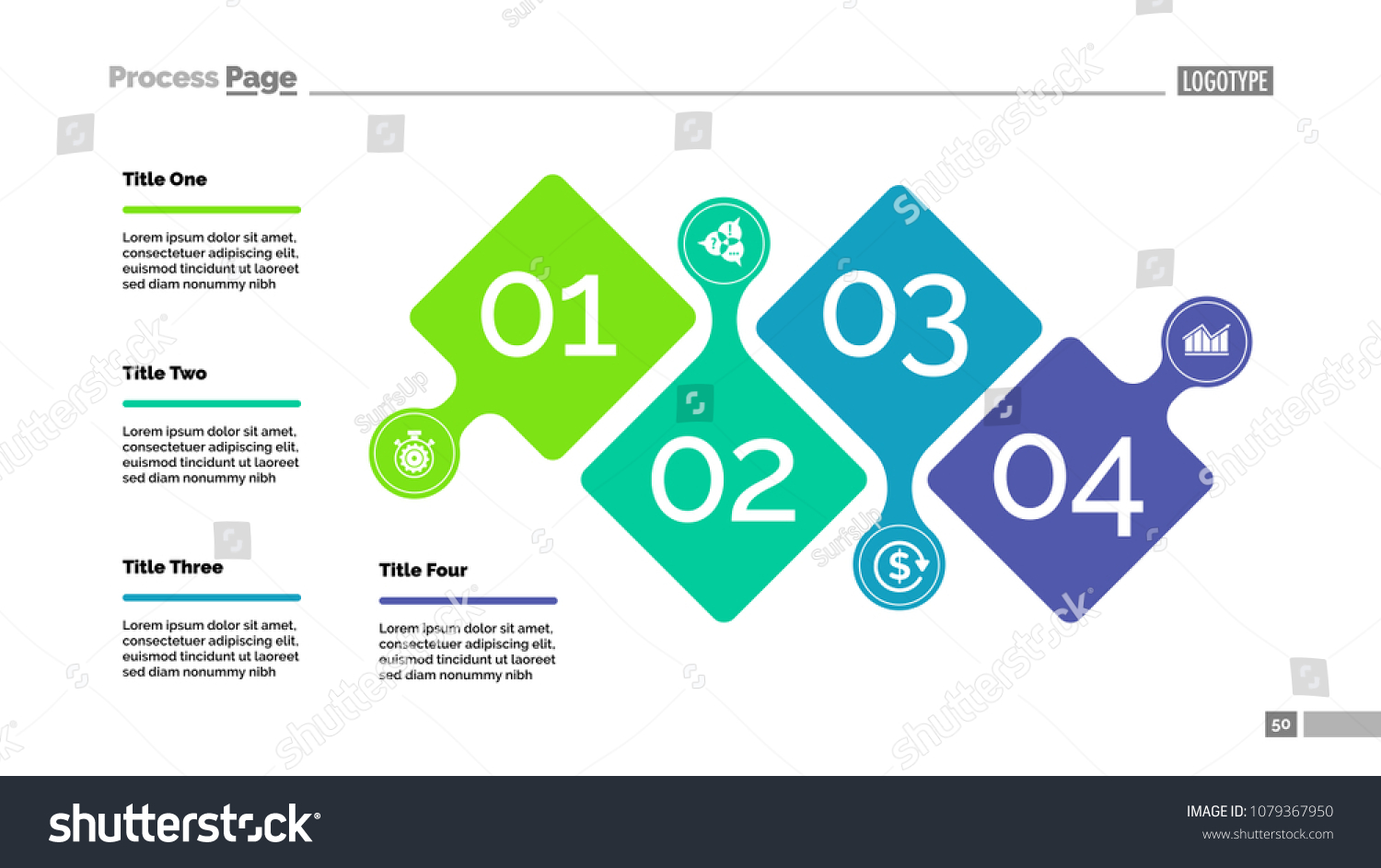 Four Steps Project Process Chart Template: стоковая векторная графика ...