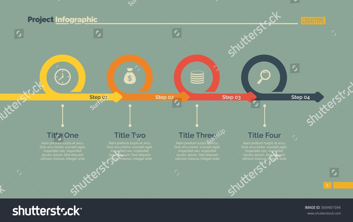 Four Steps Timeline Slide Template Stock Vector (Royalty Free ...