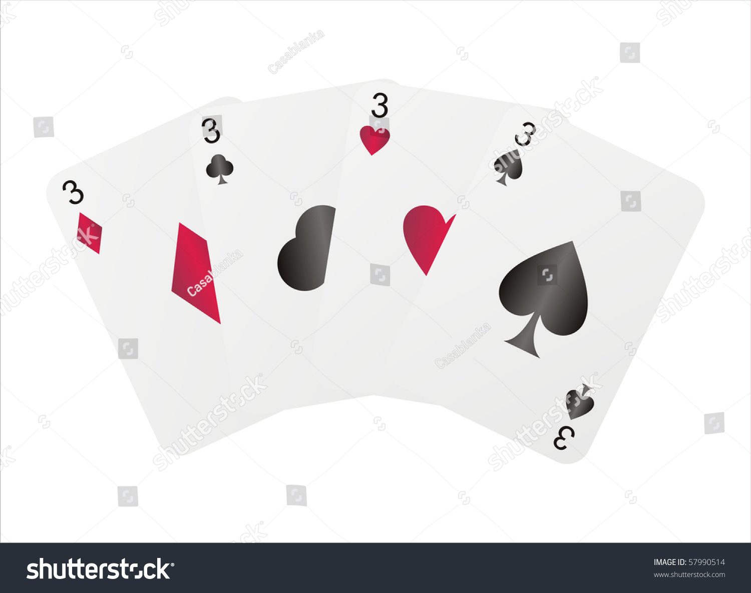 Four Threes Isolated On White Stock Vector (Royalty Free) 57990514 ...