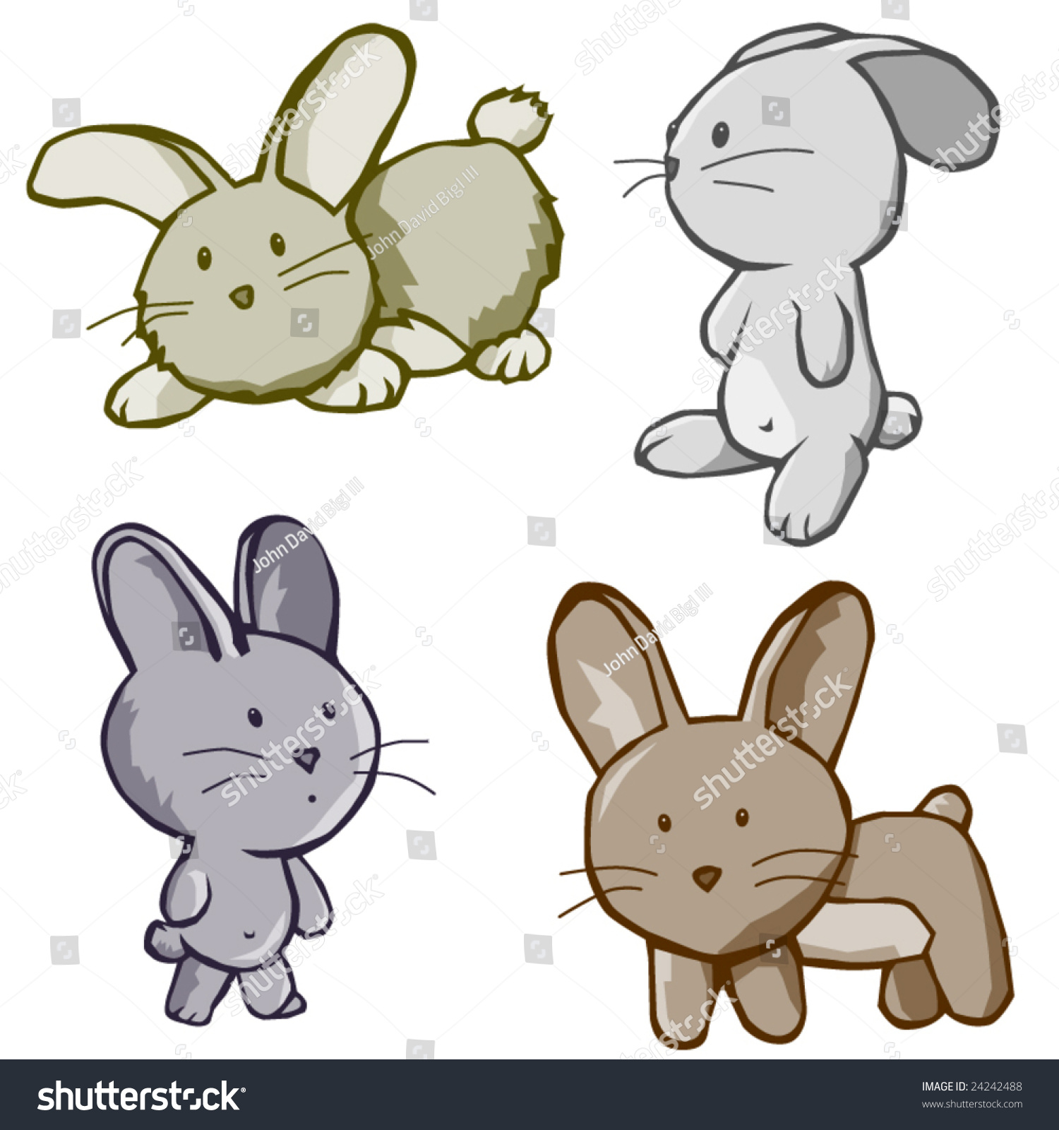 Four Vector Bunny Cartoons Stock Vector (Royalty Free) 24242488 ...