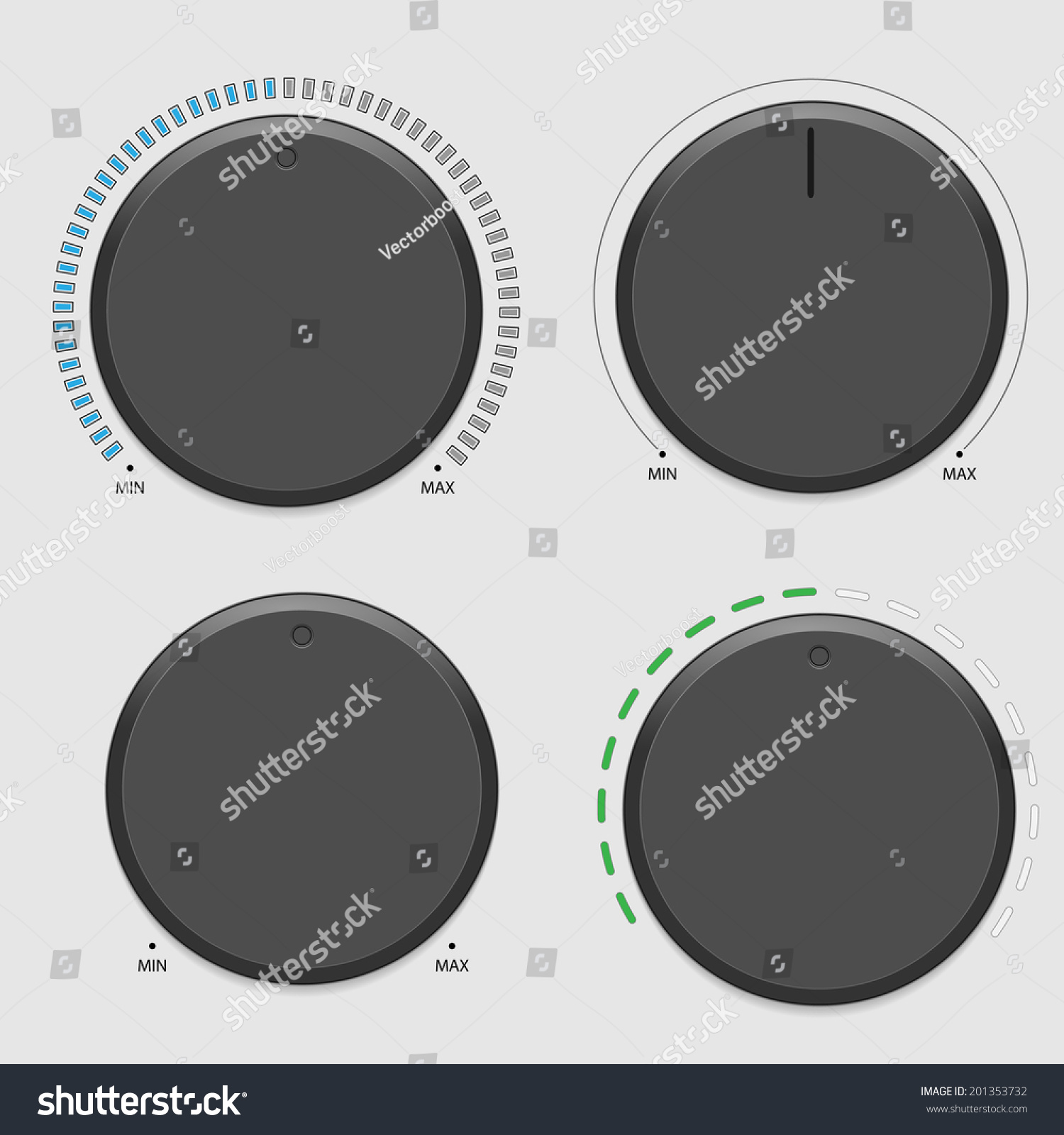 Four Vector Volume Dial Stock Vector (Royalty Free) 201353732
