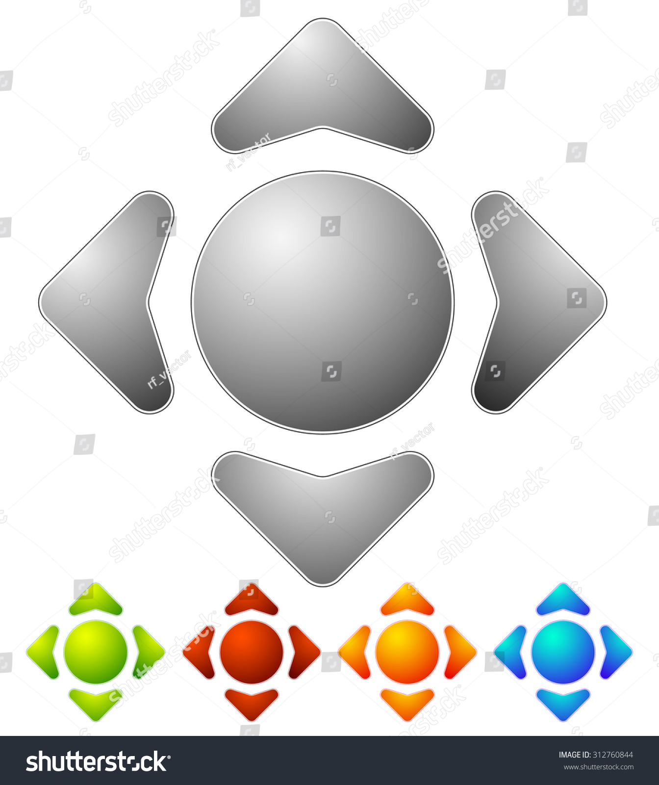 Four Way Arrow Button Arrows Vector Stock Vector (Royalty Free ...