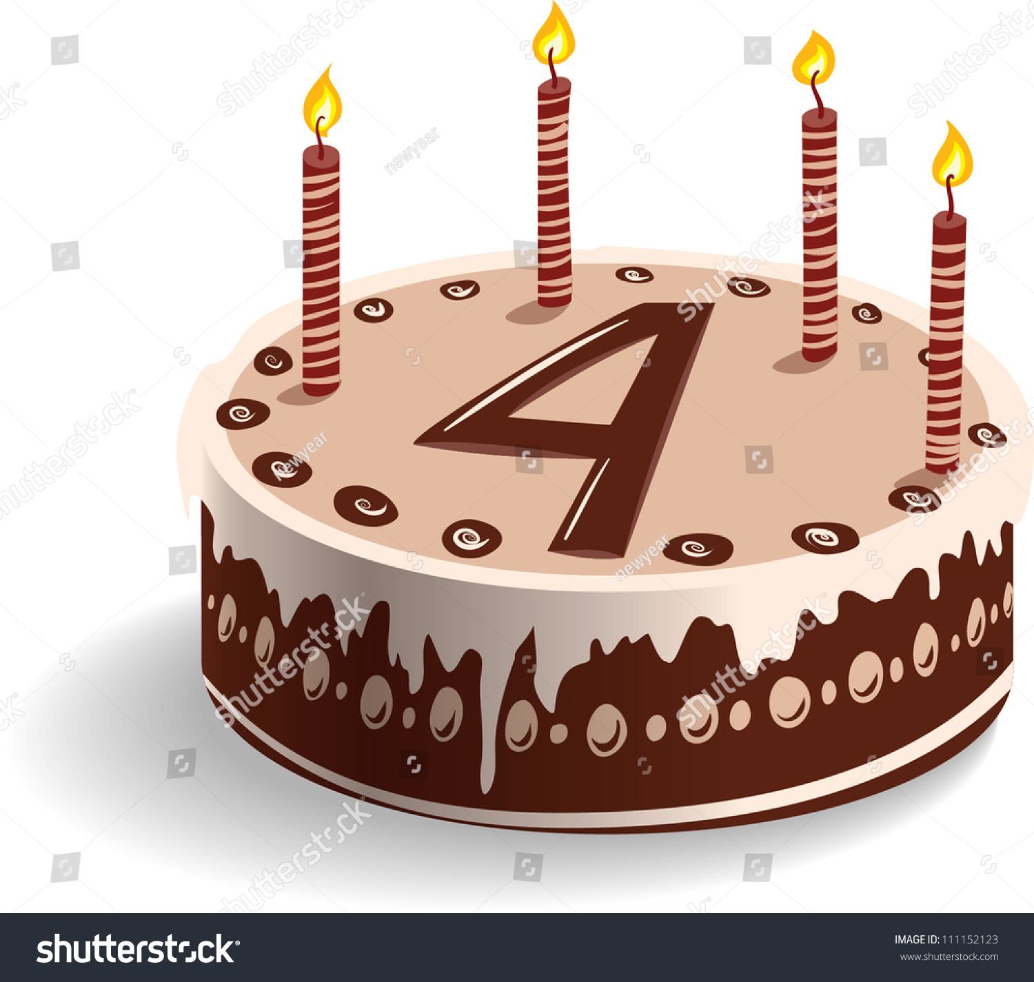 Fourth Birthday Cake Stock Vector 111152123 - Shutterstock