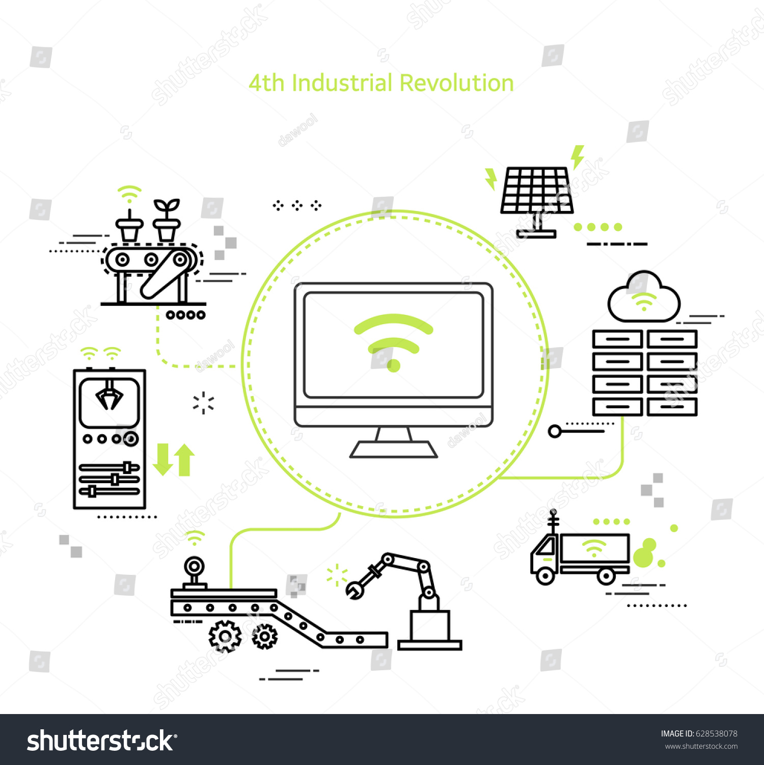 Fourth Industry Line Icon Stock Vector (Royalty Free) 628538078