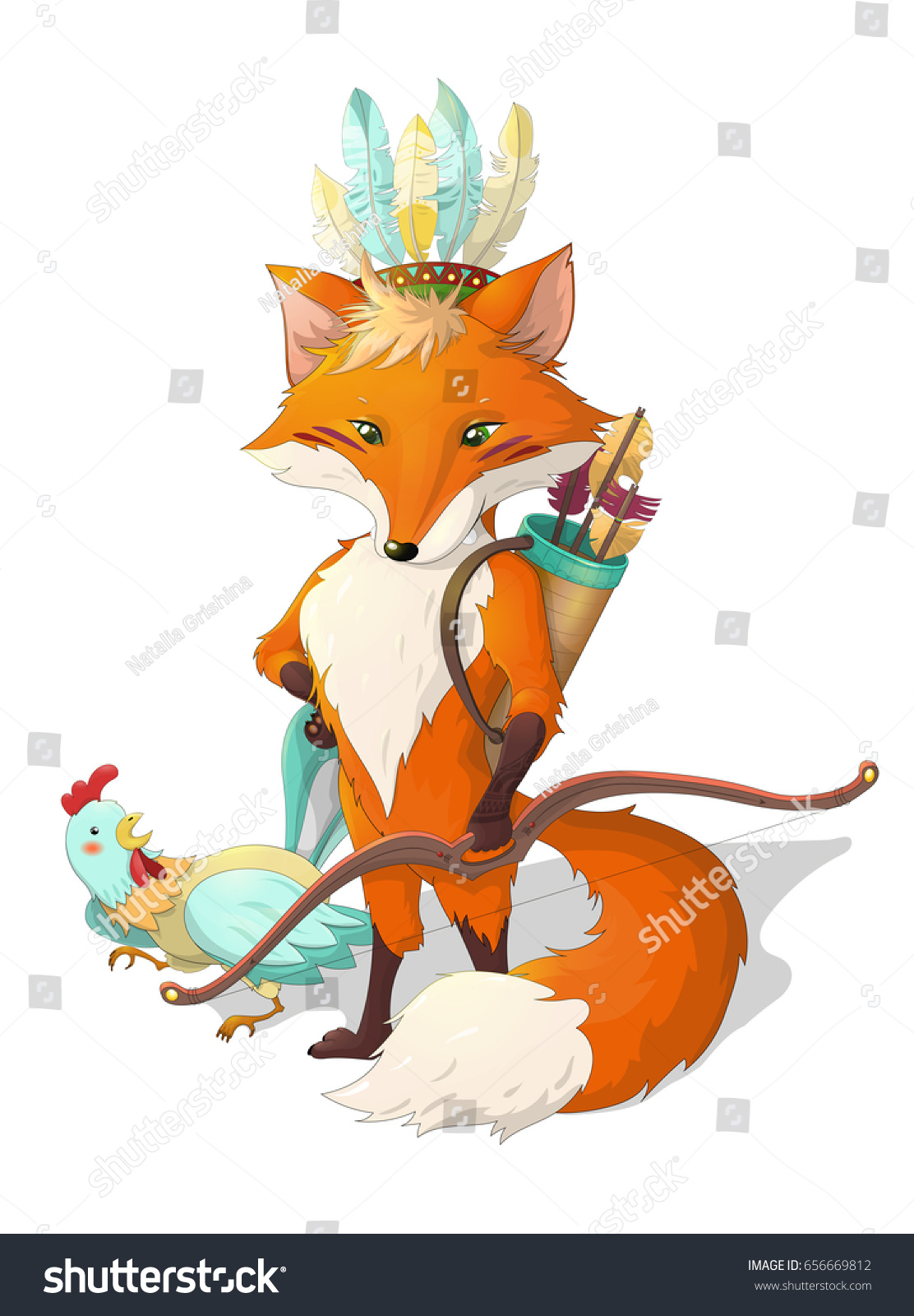 Fox Rooster Vector Illustration Stock Vector (Royalty Free) 656669812 ...
