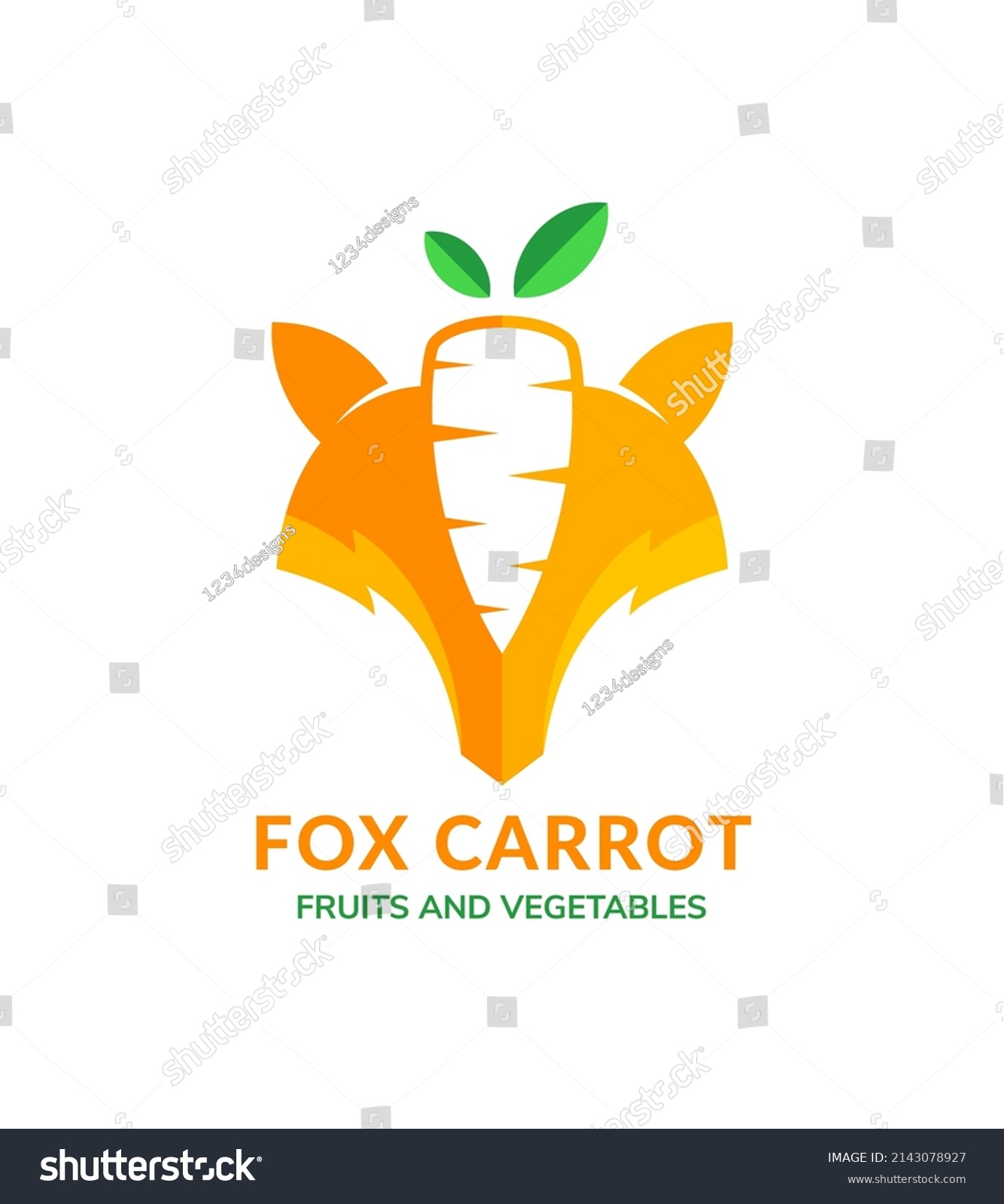 Fox Carrot Logo Design Template Using Stock Vector (Royalty Free ...