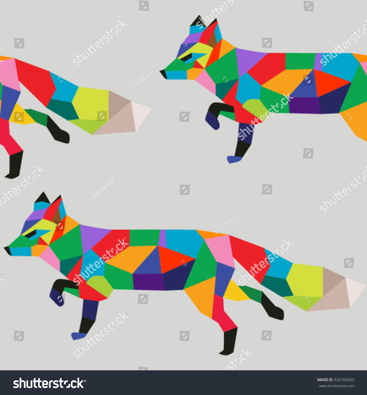 Fox Colorful Polygon Background: vector de stock (libre de regalías ...