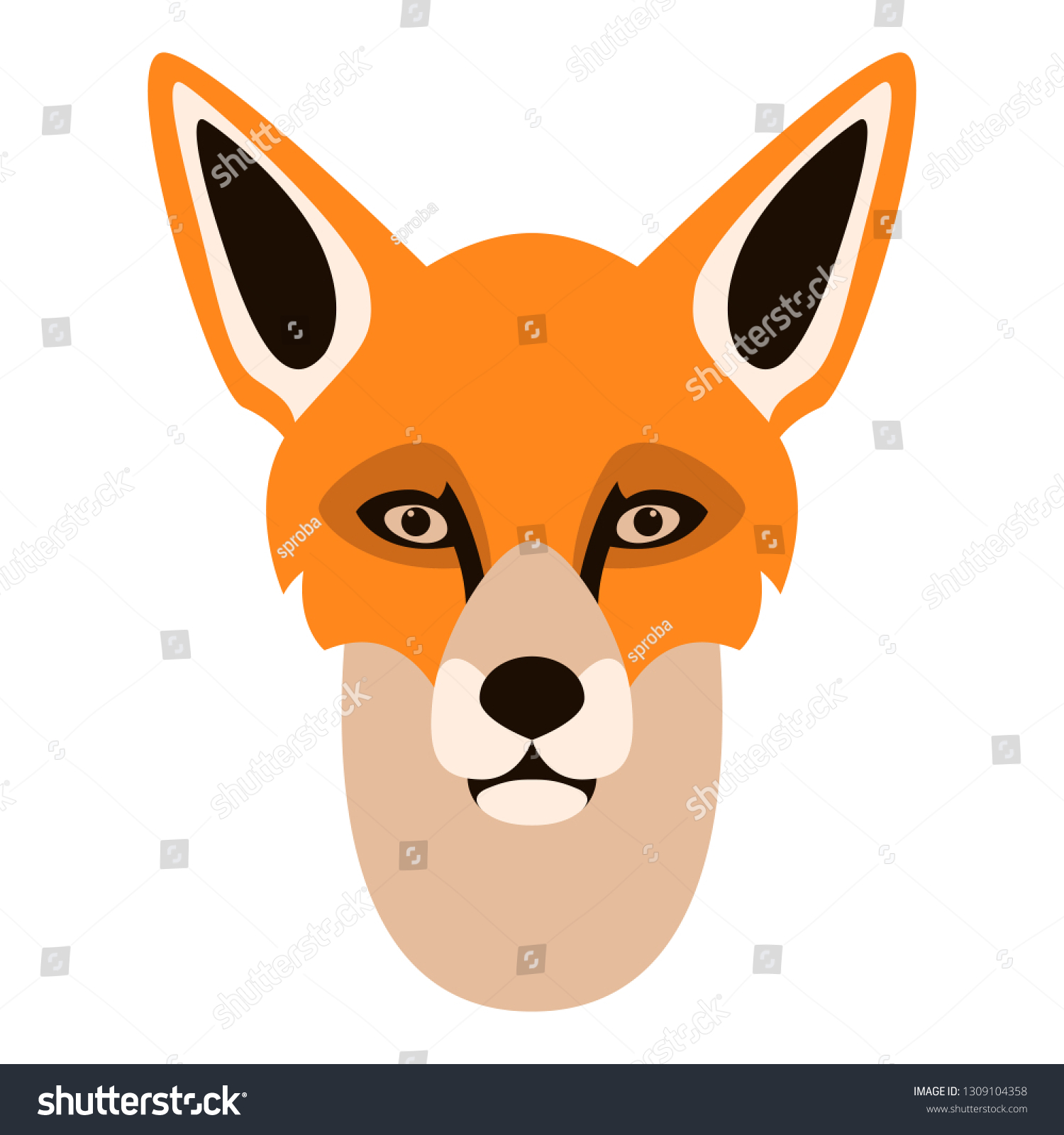 Fox Face Vector Illustrationflat Style Front Stock Vector (Royalty Free ...