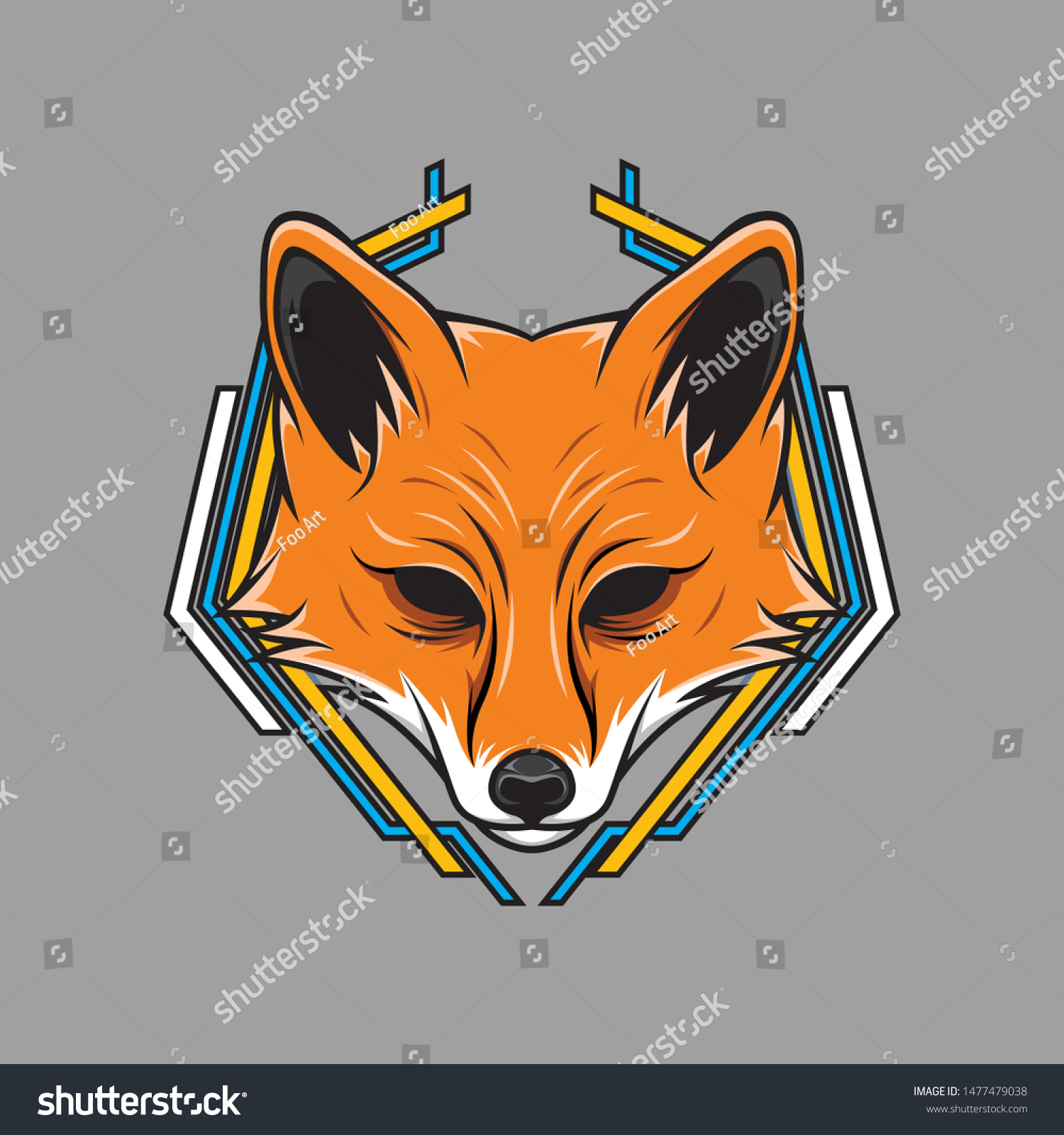Fox Head Mascot Geometric Vector Stock Vector (Royalty Free) 1477479038 ...