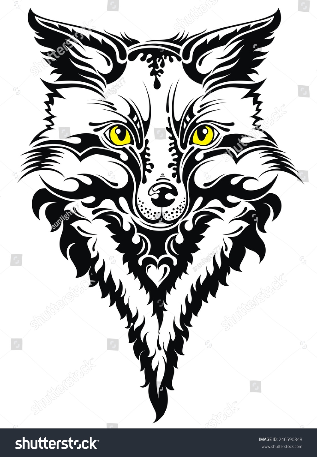 Fox Head Tattoo Stock Vector (Royalty Free) 246590848 | Shutterstock