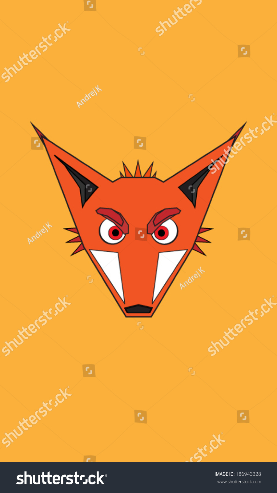 Fox Head Vector Illustration Draw Stock Vector (Royalty Free) 186943328 ...