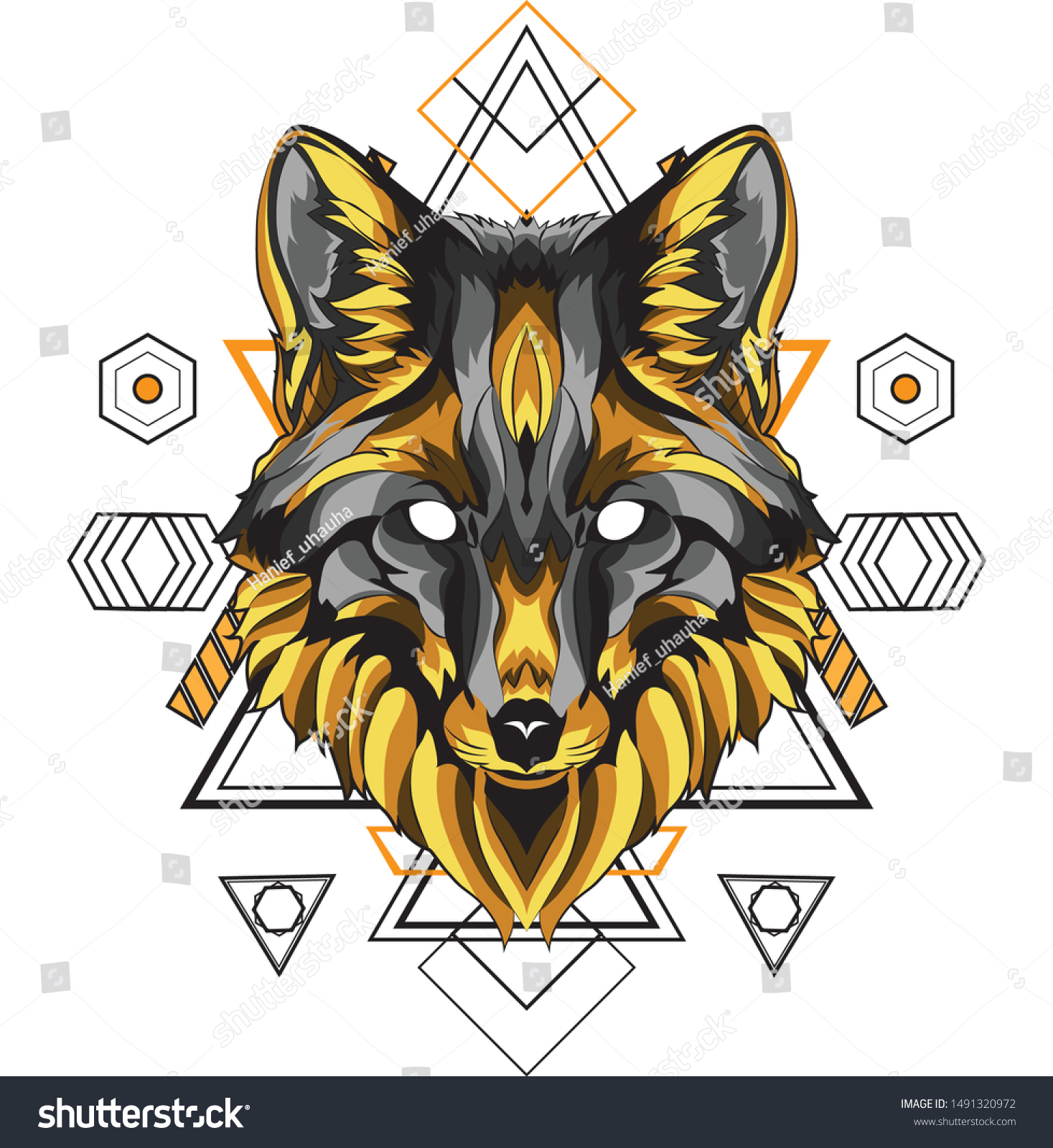 Fox Head Sacred Geometry Stock Vector (Royalty Free) 1491320972 ...