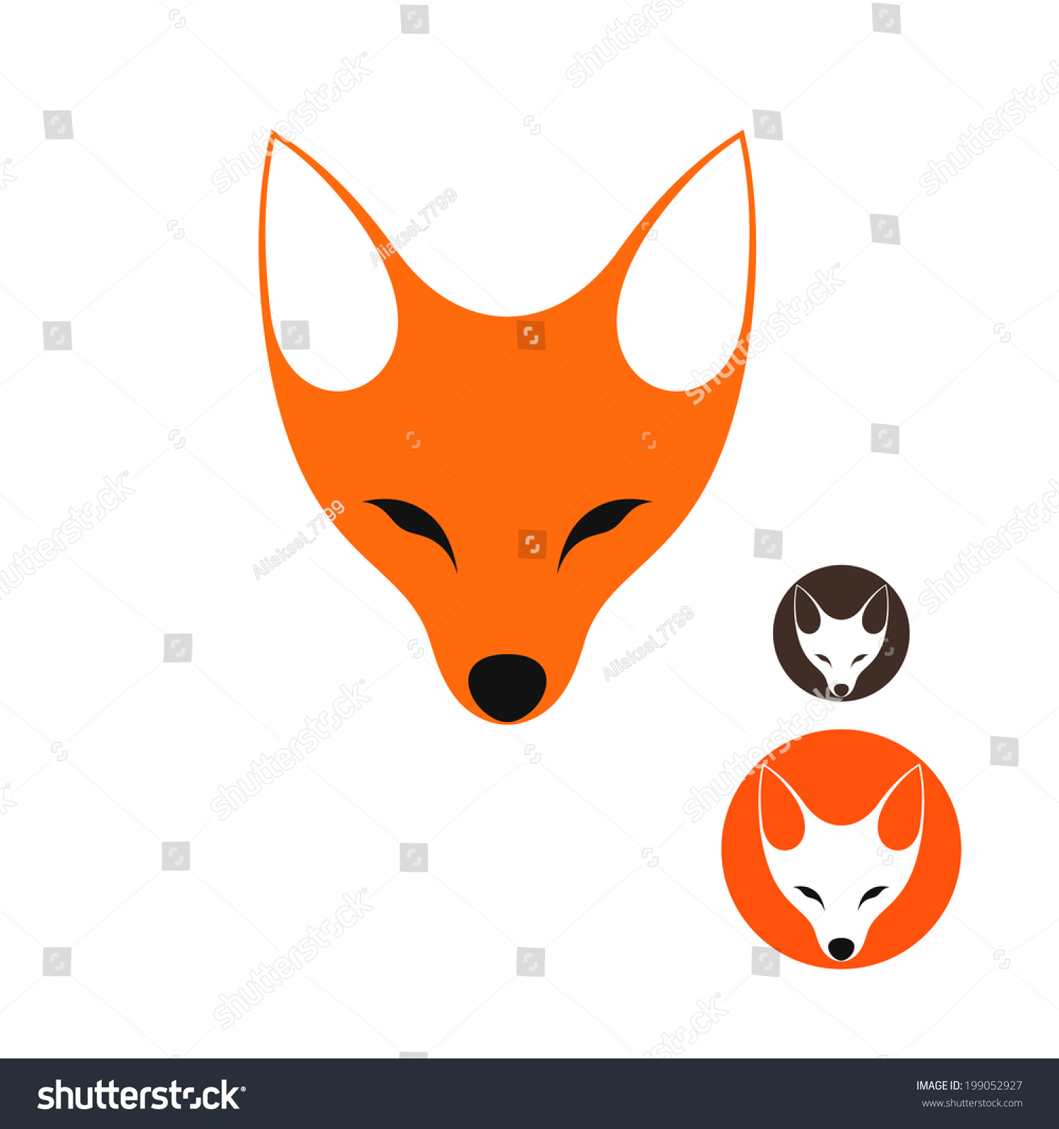 Fox. Icon Set. Isolated On White Background Stock Vector Illustration ...