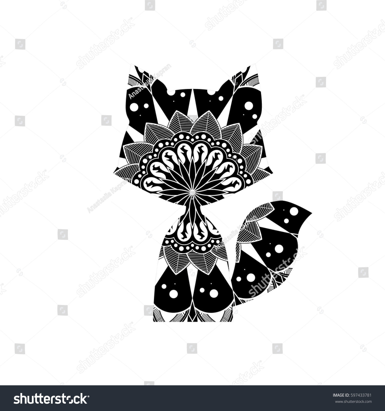 Fox Mandala Style Stock Vector (Royalty Free) 597433781