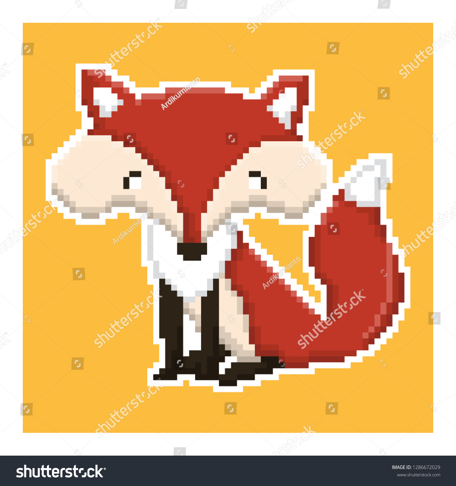 Vektor Stok Fox Pixel Art (Tanpa Royalti) 1286672029 | Shutterstock