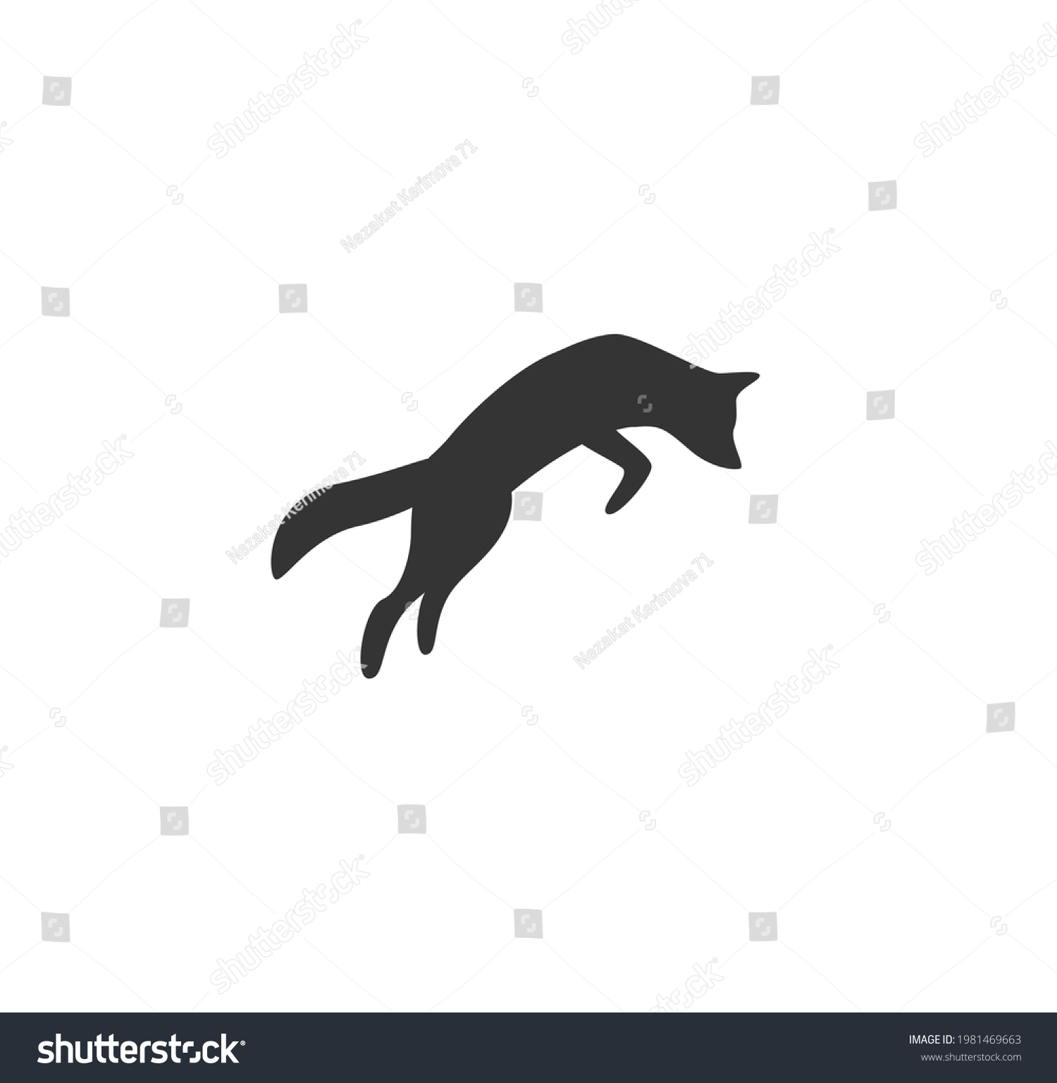 Fox Jumping Silhouette Vector On White Stock Vector (Royalty Free ...